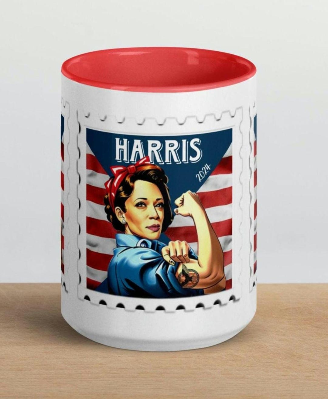 Kamala Harris, Rosie the Riveter Stamp Mug With Red Color Inside - Etsy