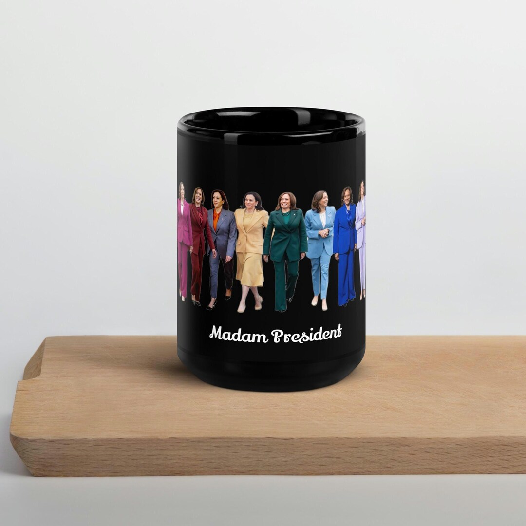 Madam President, Kamala Harris Pride Rainbow Black Glossy Mug - Etsy
