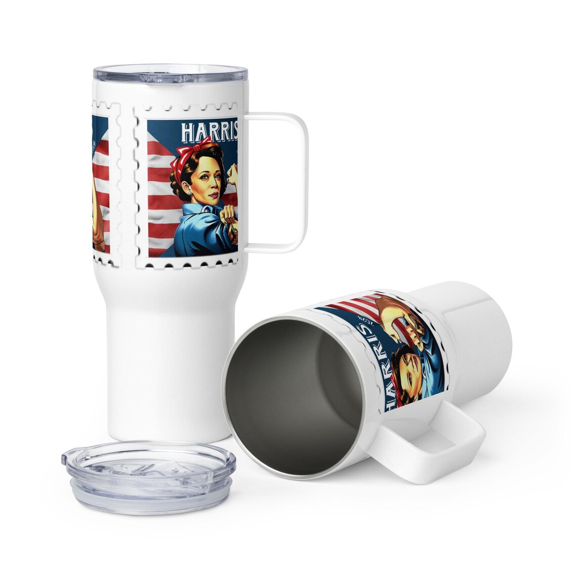 Kamala Harris, Rosie the Riveter Stamp Travel Mug With a Handle - Etsy