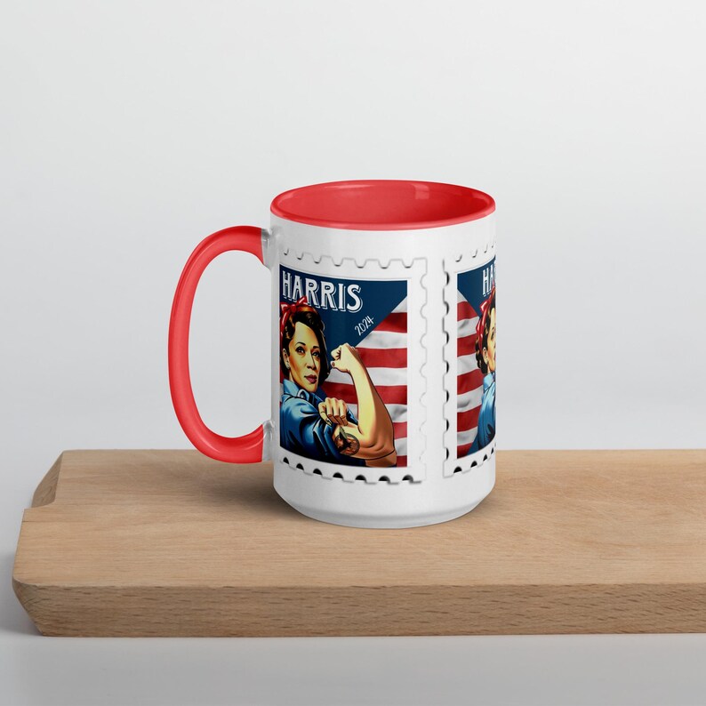 Kamala Harris, Rosie the Riveter Stamp Mug With Red Color Inside - Etsy