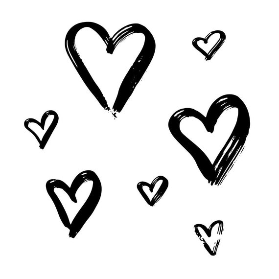 Hand Drawn Heart SVG EPS DXF Pdf Png Jpeg Black and White | Etsy