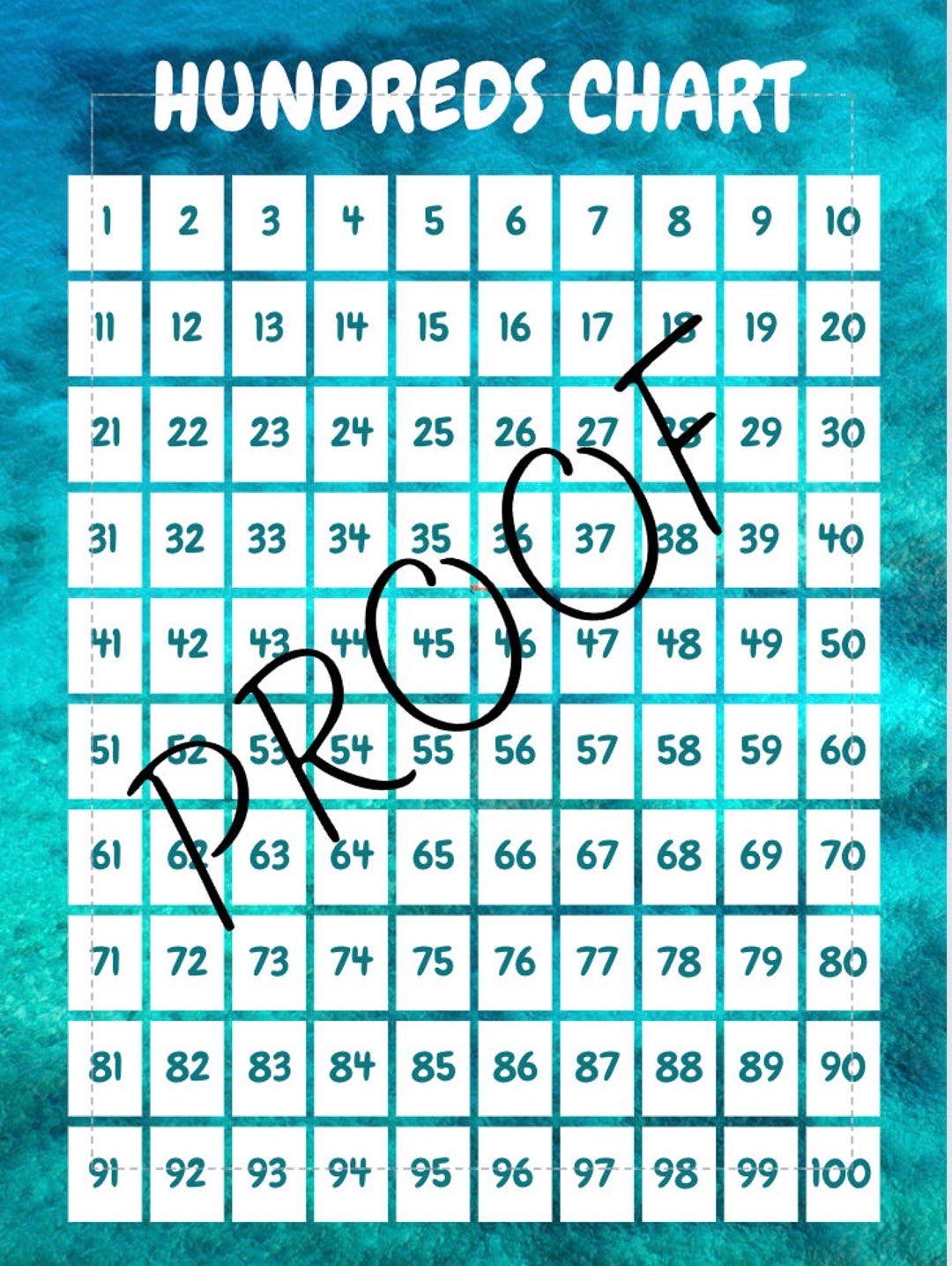 Hundreds Chart - Blue - Etsy
