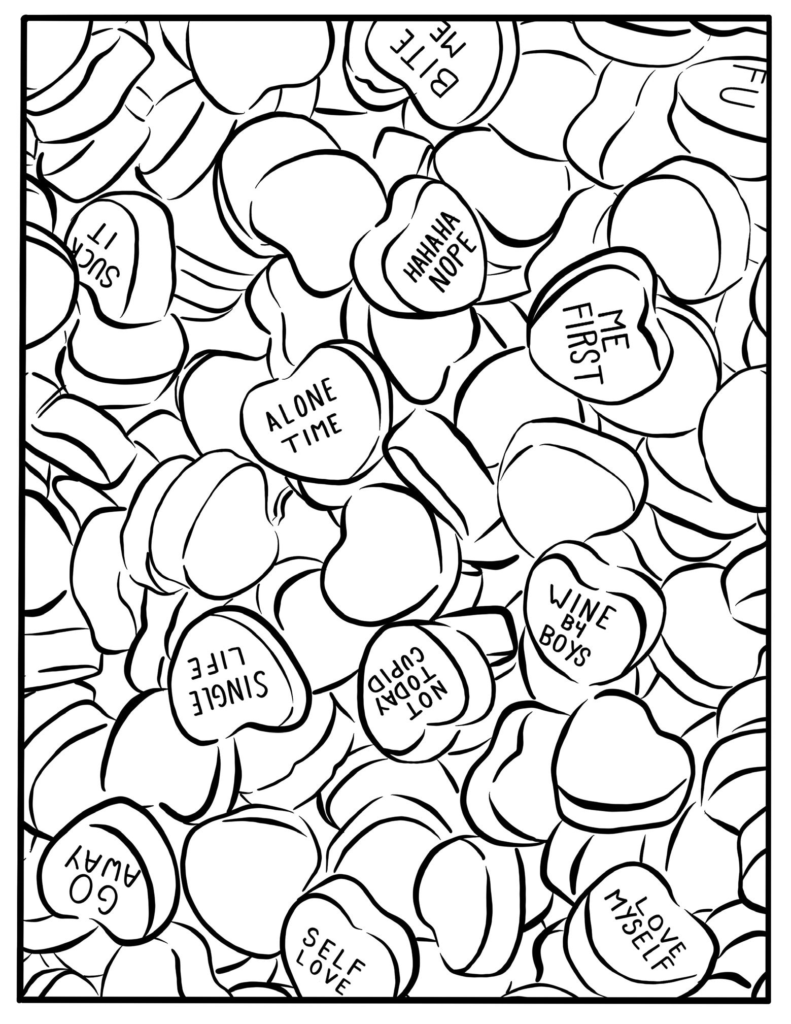 Anti Valentines Day Printable Coloring Pages - Etsy