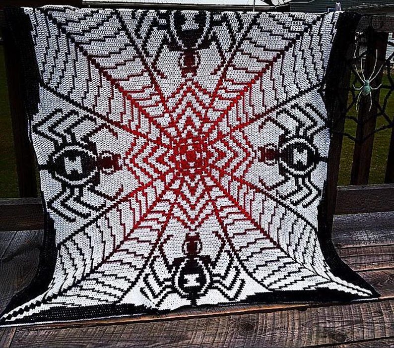 Spider Web Throw Crochet Pattern: Halloween Mosaic Blanket (PDF Pattern ...