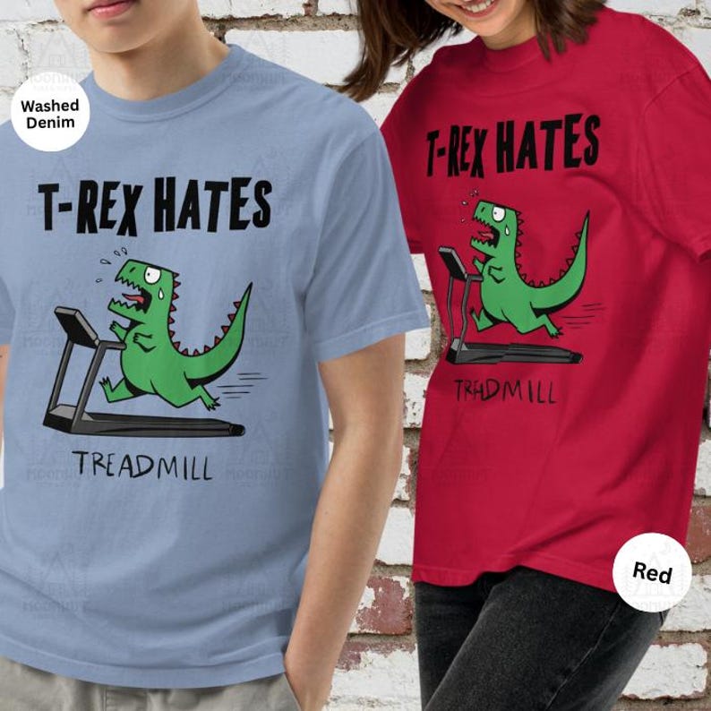 Funny T-rex Workout Shirt | Comfort Colors | Dinosaur Hates Treadmill ...