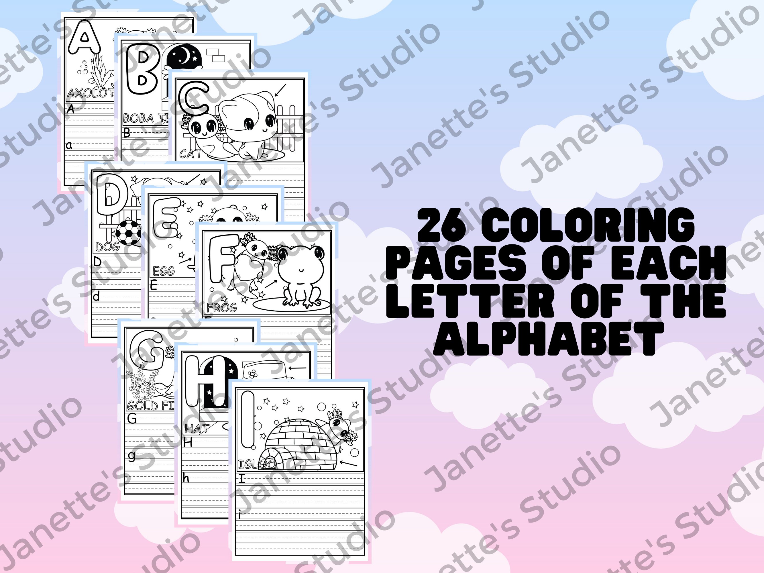 Kawaii Axolotl ABC Book Cute Alphabet Coloring Book ABC Book - Etsy