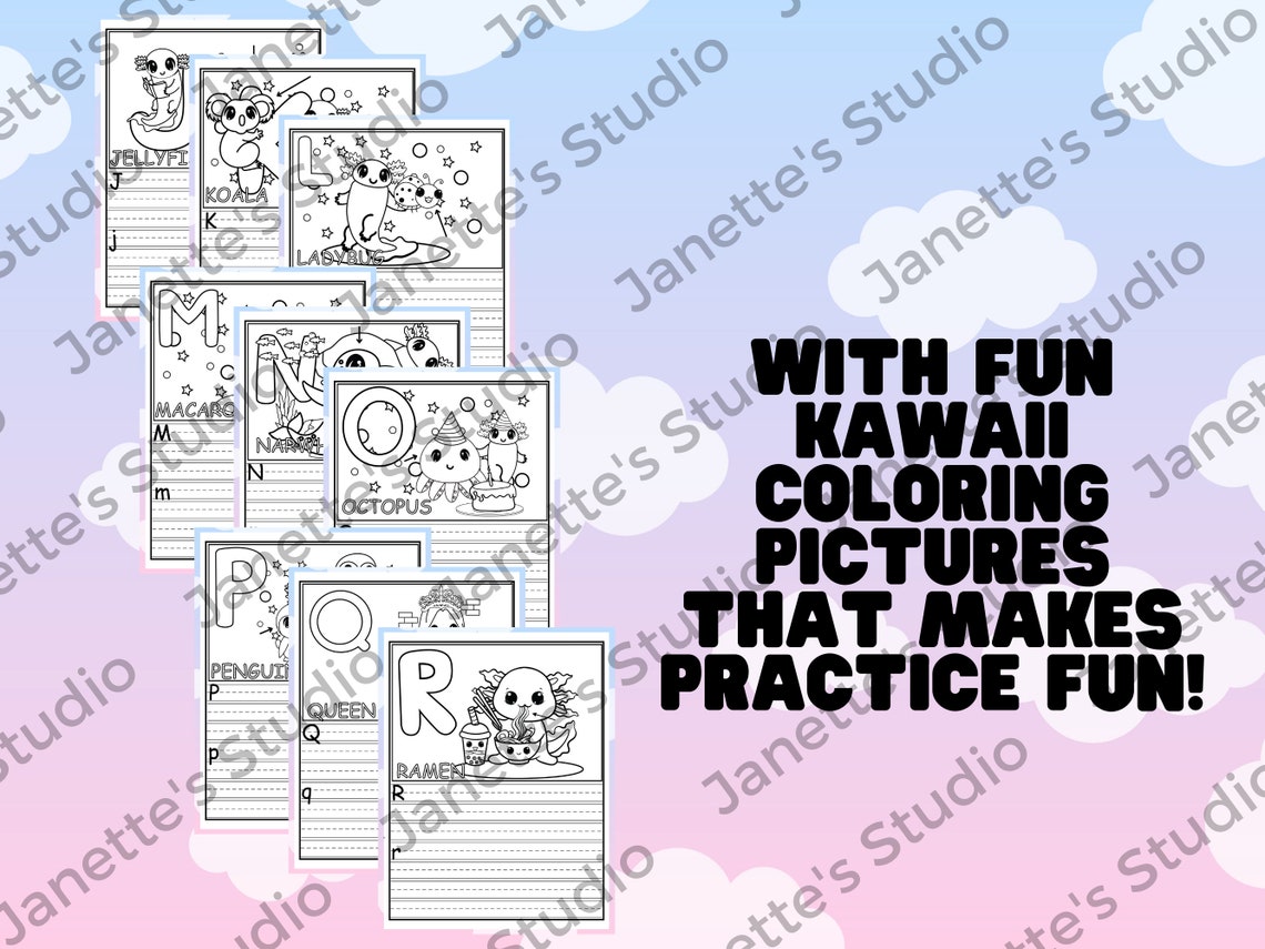 Kawaii Axolotl ABC Book Cute Alphabet Coloring Book ABC Book - Etsy