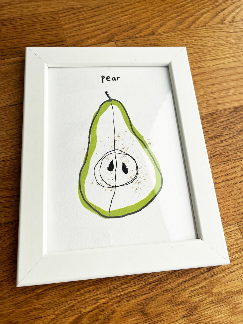 Pear Art Print, Abstract Wall Art, Fruit Art, Botanical Poster, Natural ...
