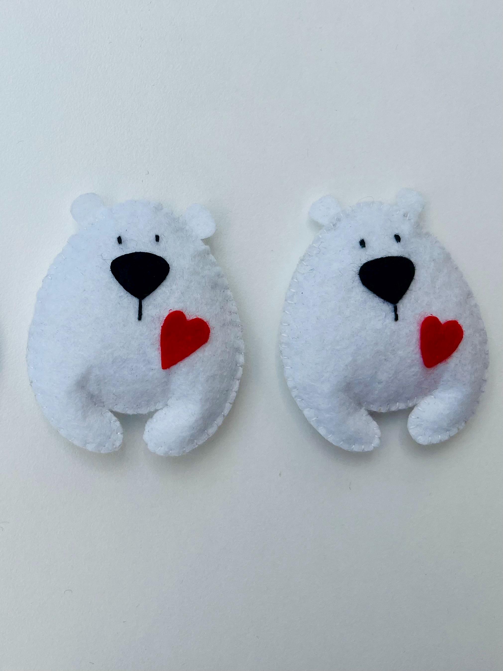 Set Ot Two Felt Magnets, Penguin and Polar Bear, Felt Ornament ...
