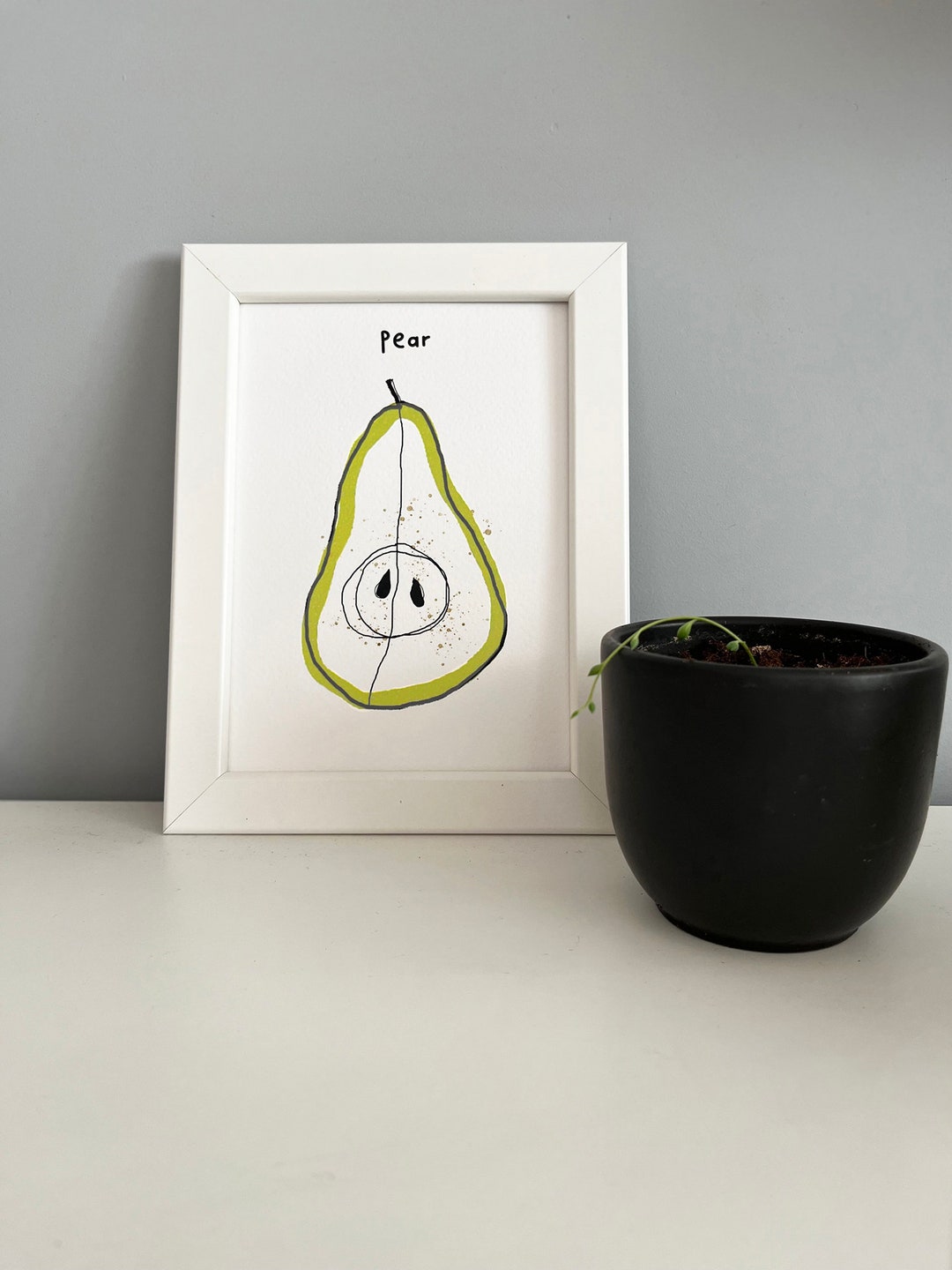 Pear Art Print, Abstract Wall Art, Fruit Art, Botanical Poster, Natural ...