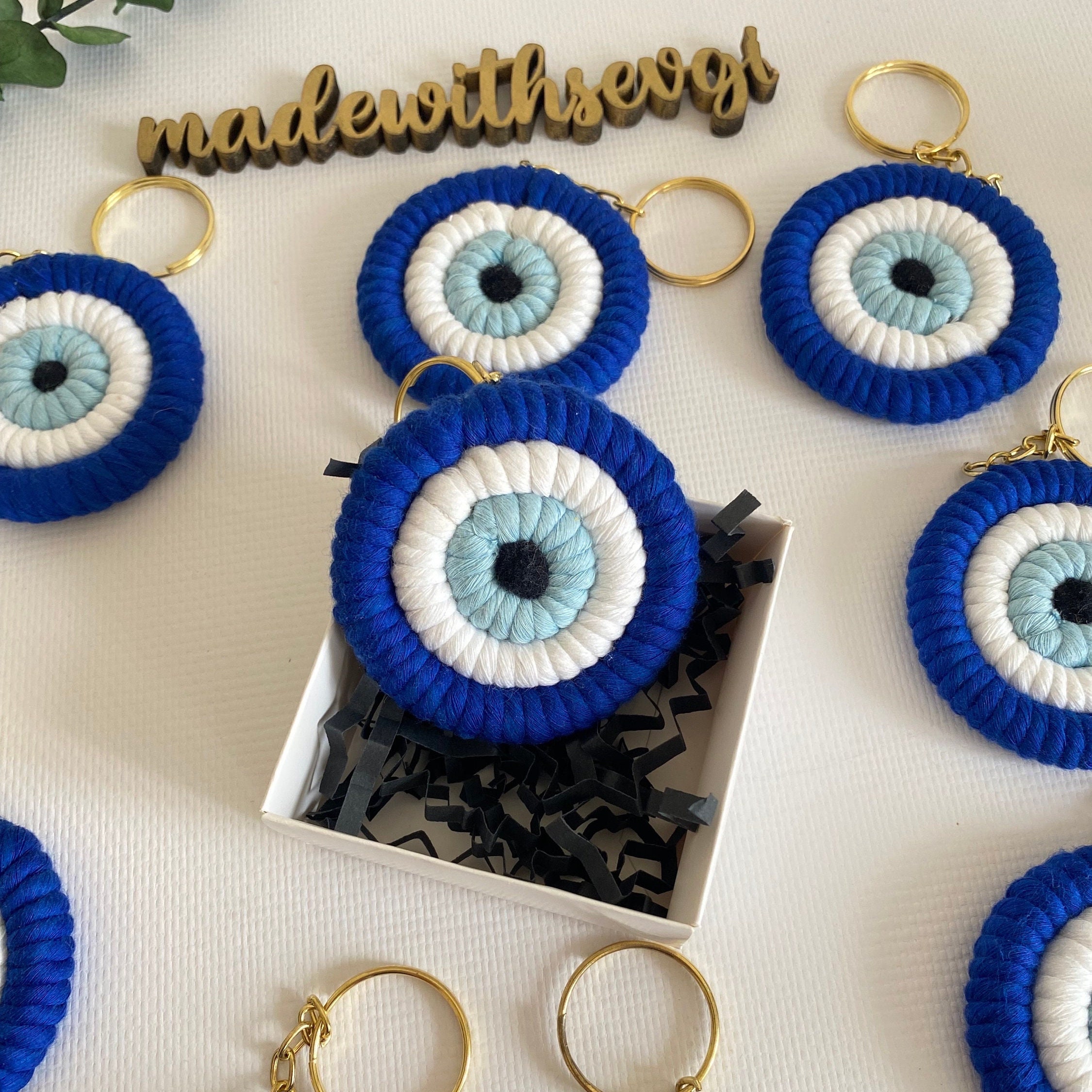 Evil Eye Keychain, Macrame Evil Eye Keychain , Evil Eye Keyring, Gift ...