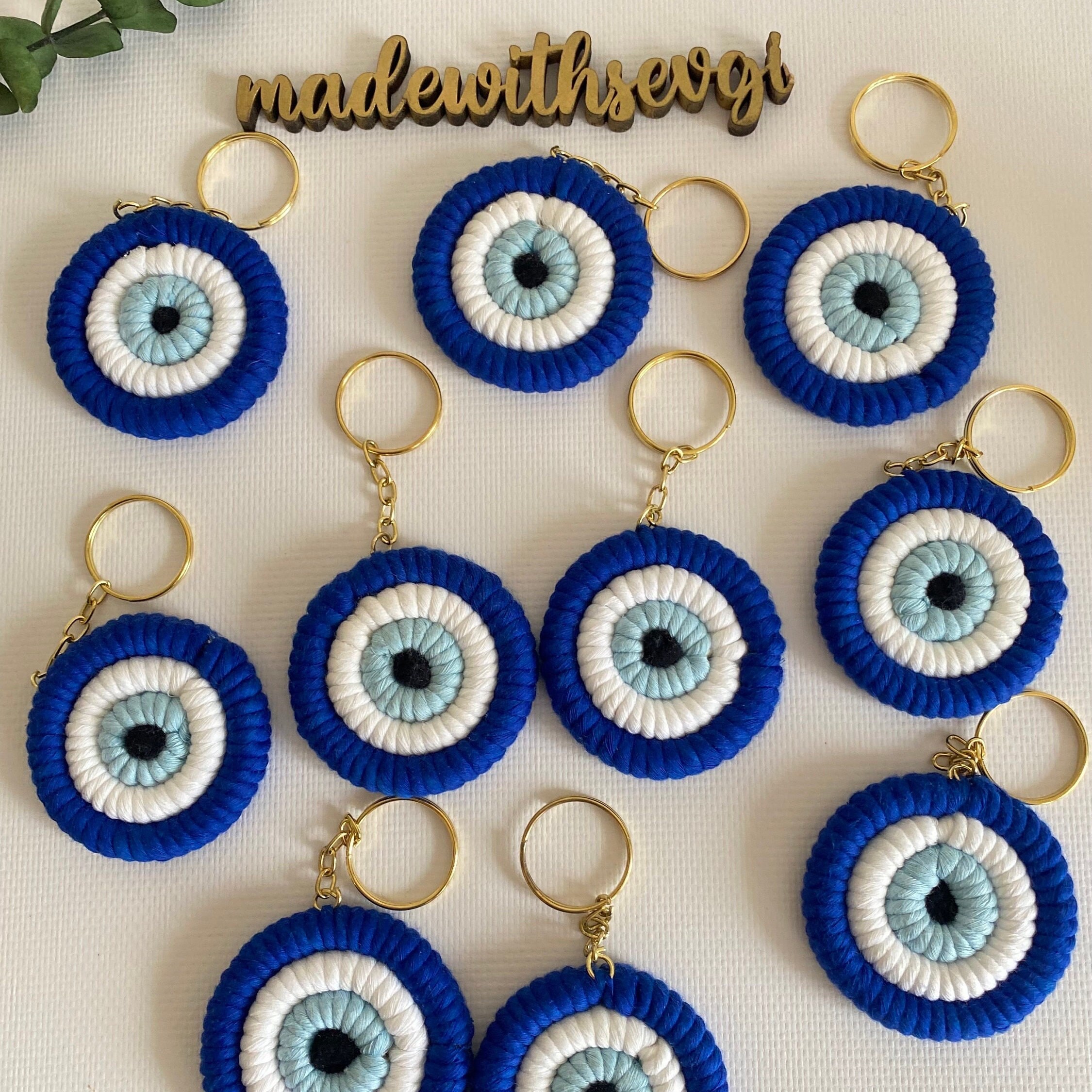 Evil Eye Keychain, Macrame Evil Eye Keychain , Evil Eye Keyring, Gift for Women & Men, Lucky ...