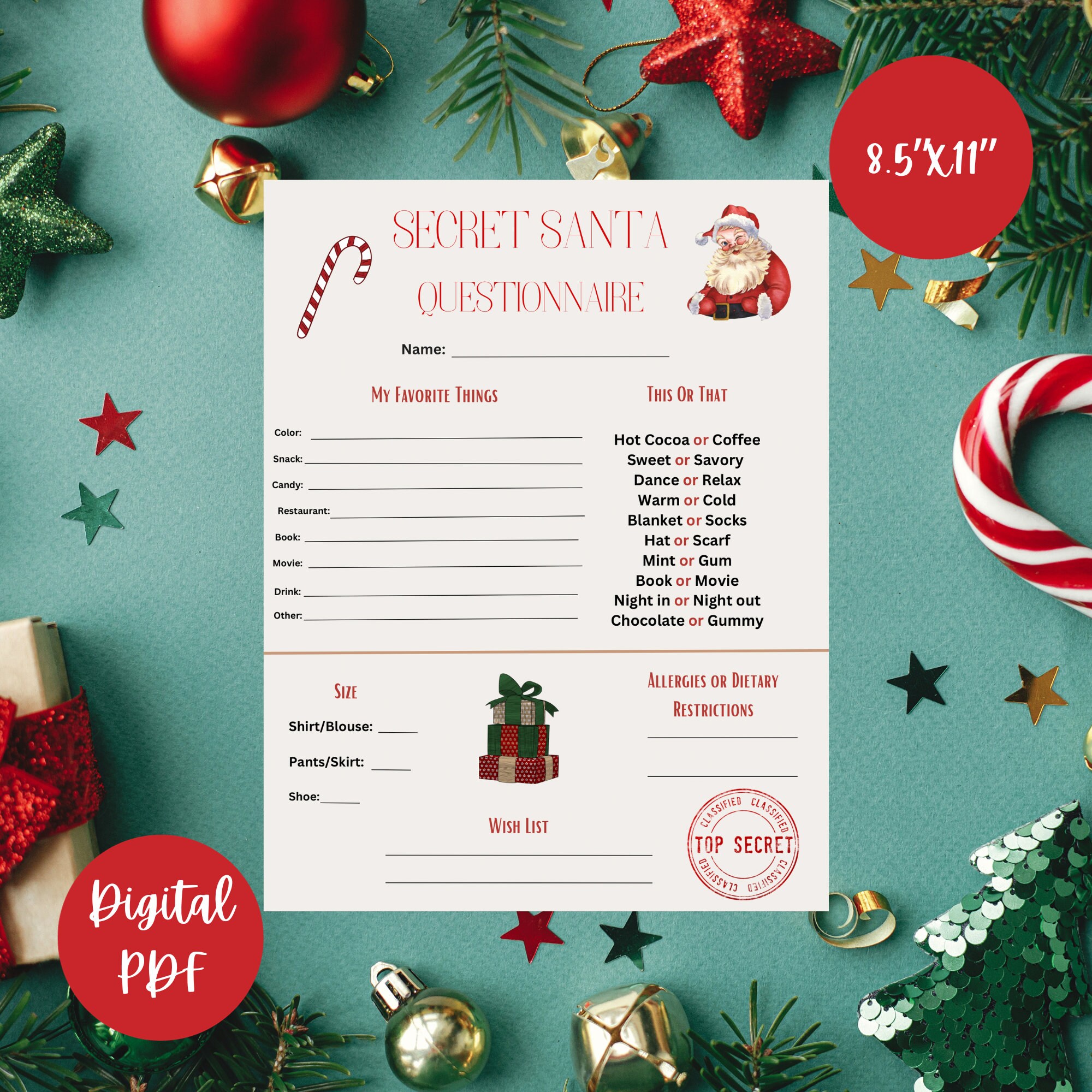 Secret Santa Questionnaire, Office Secret Santa, Secret Santa ...