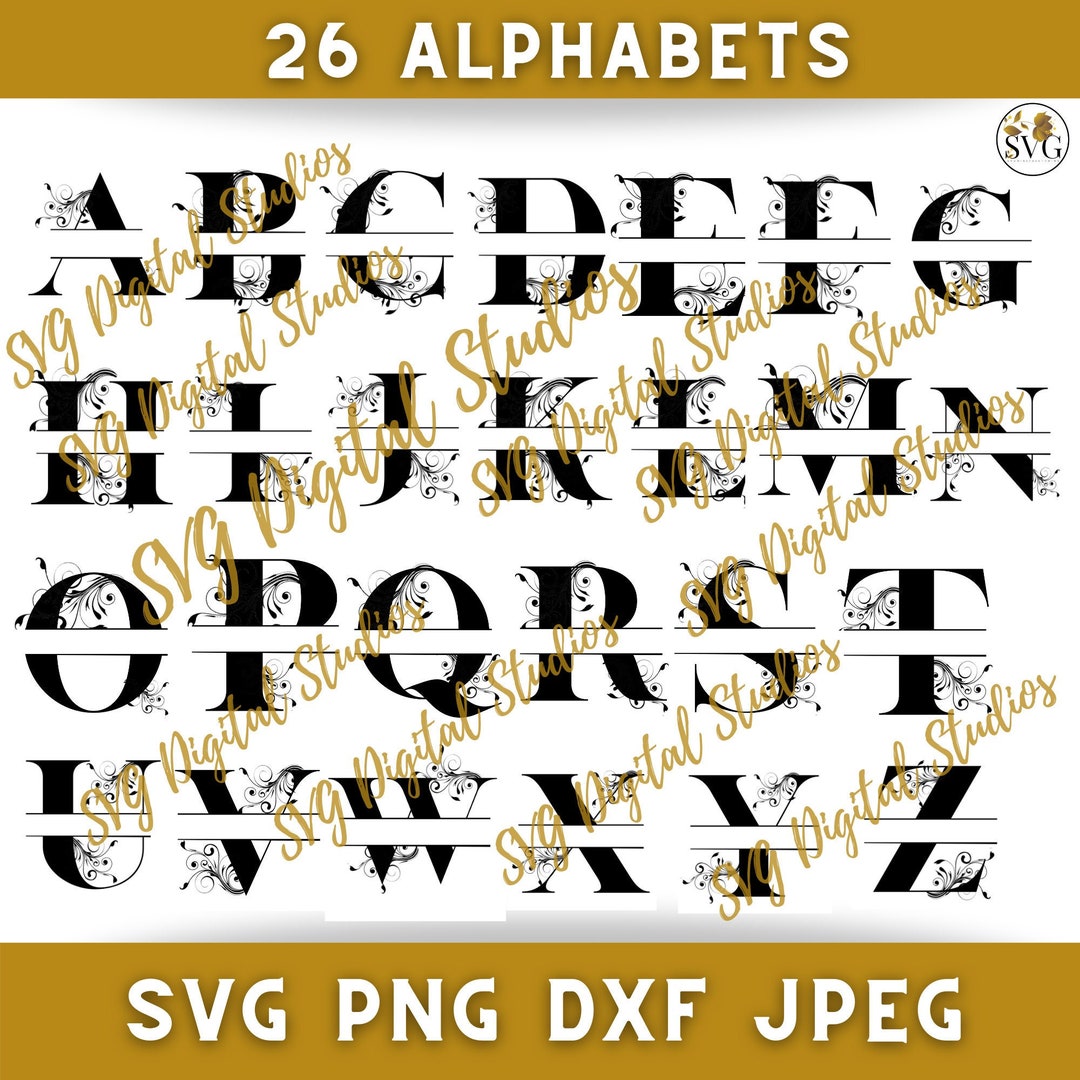 Split Letter Monogram, Split Letter Svg, Files for Cricut, Digital Download, Cricut Fonts ...