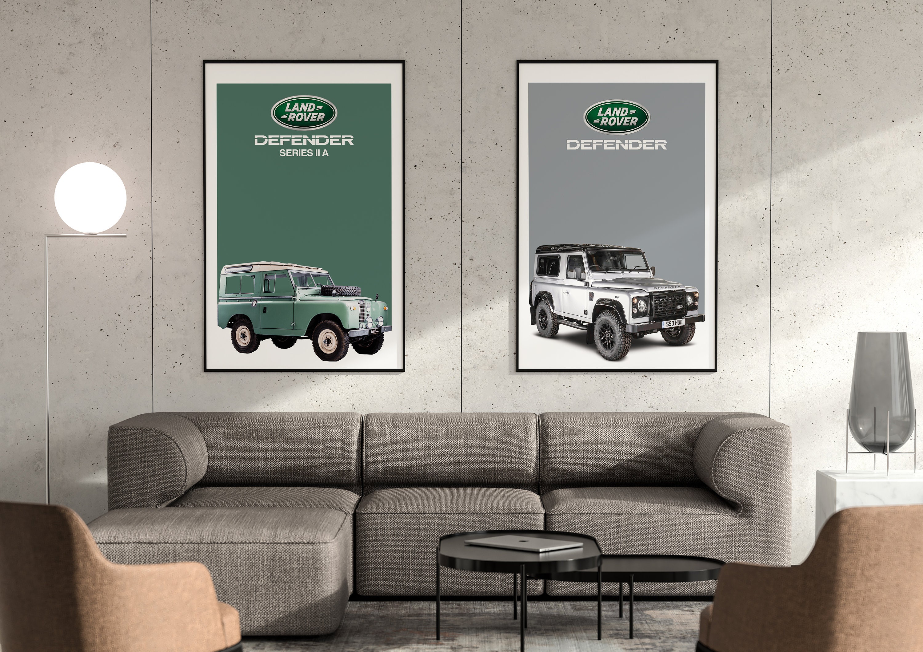 Vintage Car Print, Land Rover Defender, Poster Set, Land Rover Art ...