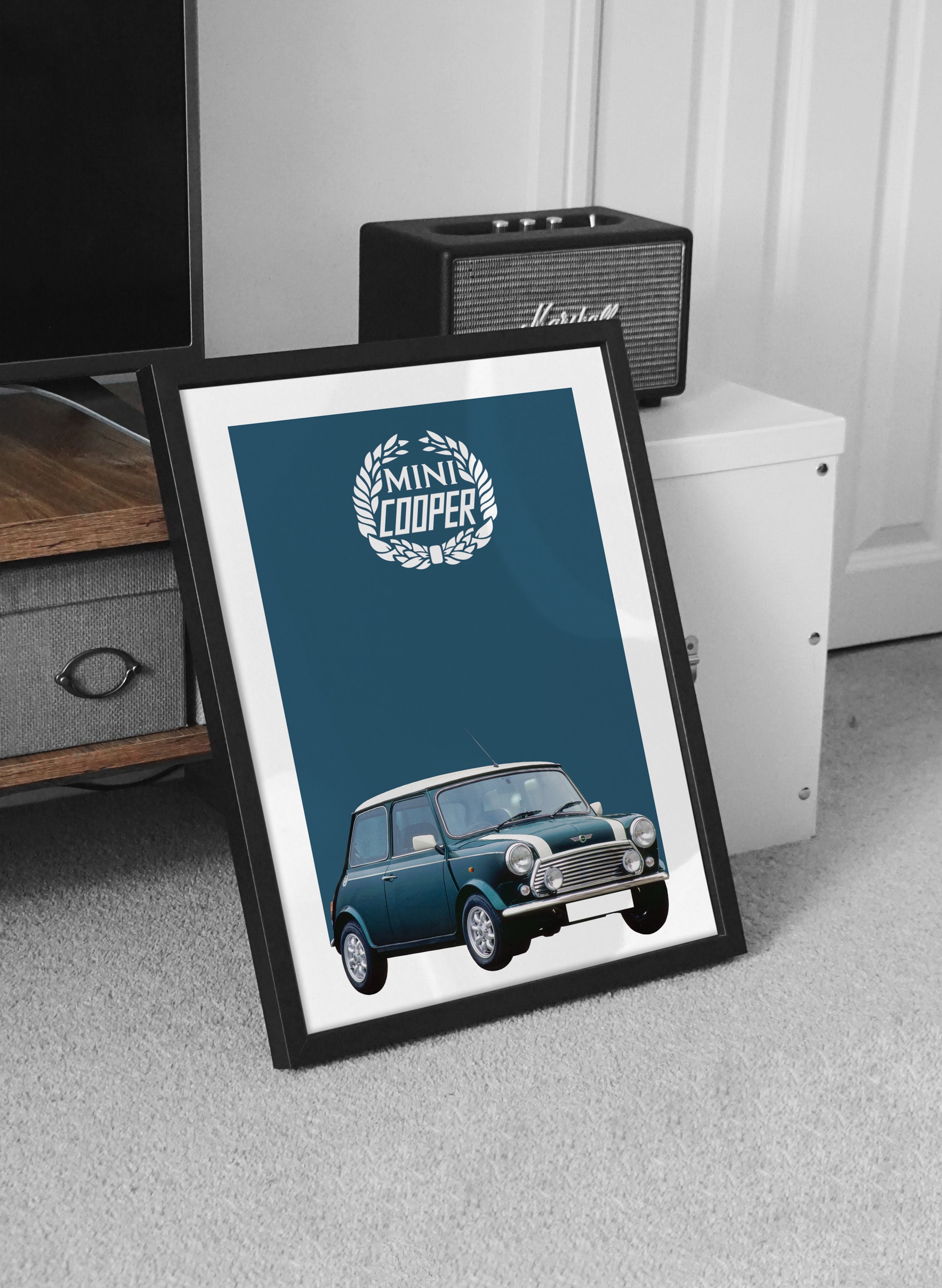 Vintage Car Print, Austin Mini Cooper Poster, Austin Mini Art, Gift ...