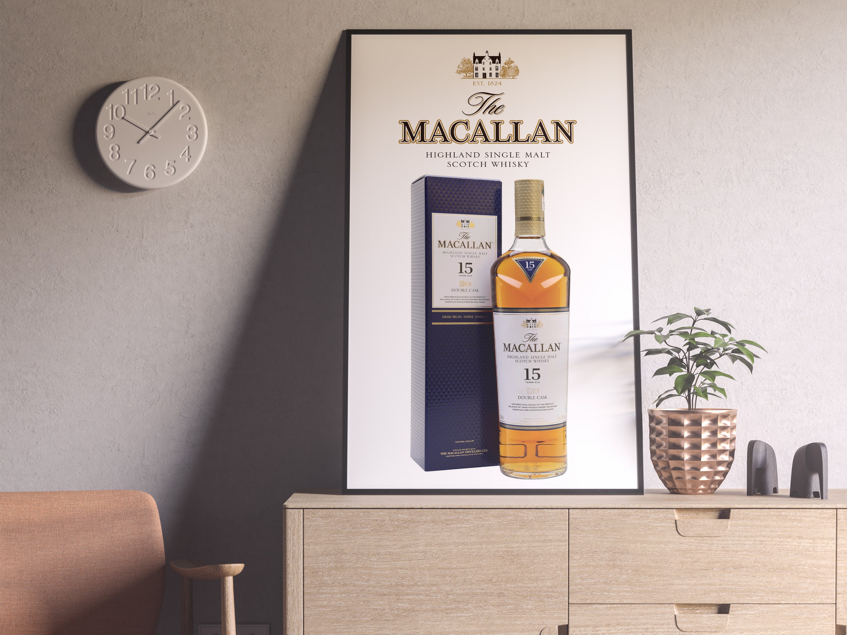 The Macallan 15, Poster, Whisky Art, Gift Ideas for Men, Gift Ideas for ...