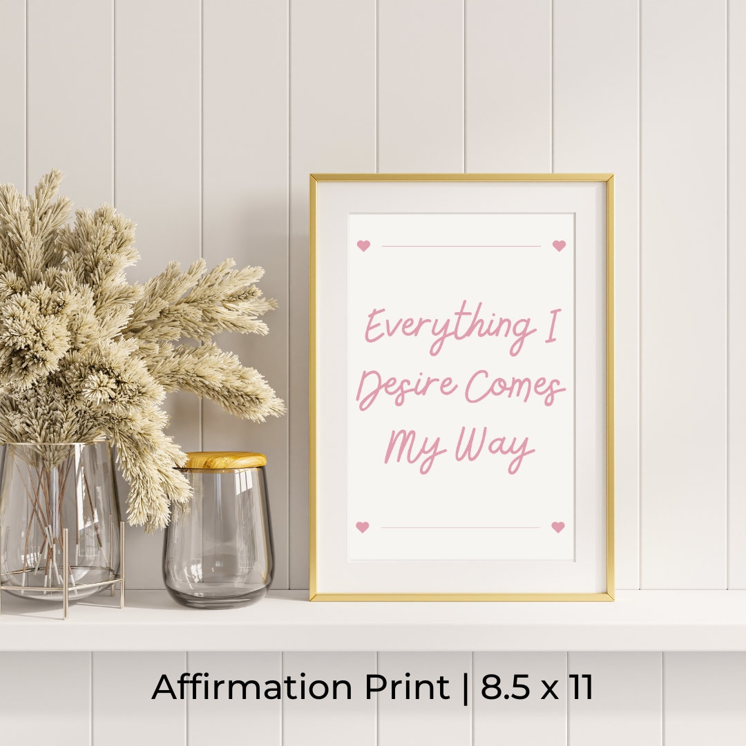 Affirmation Print, Pink Coquette Room Decor, Positive Affirmation Print ...