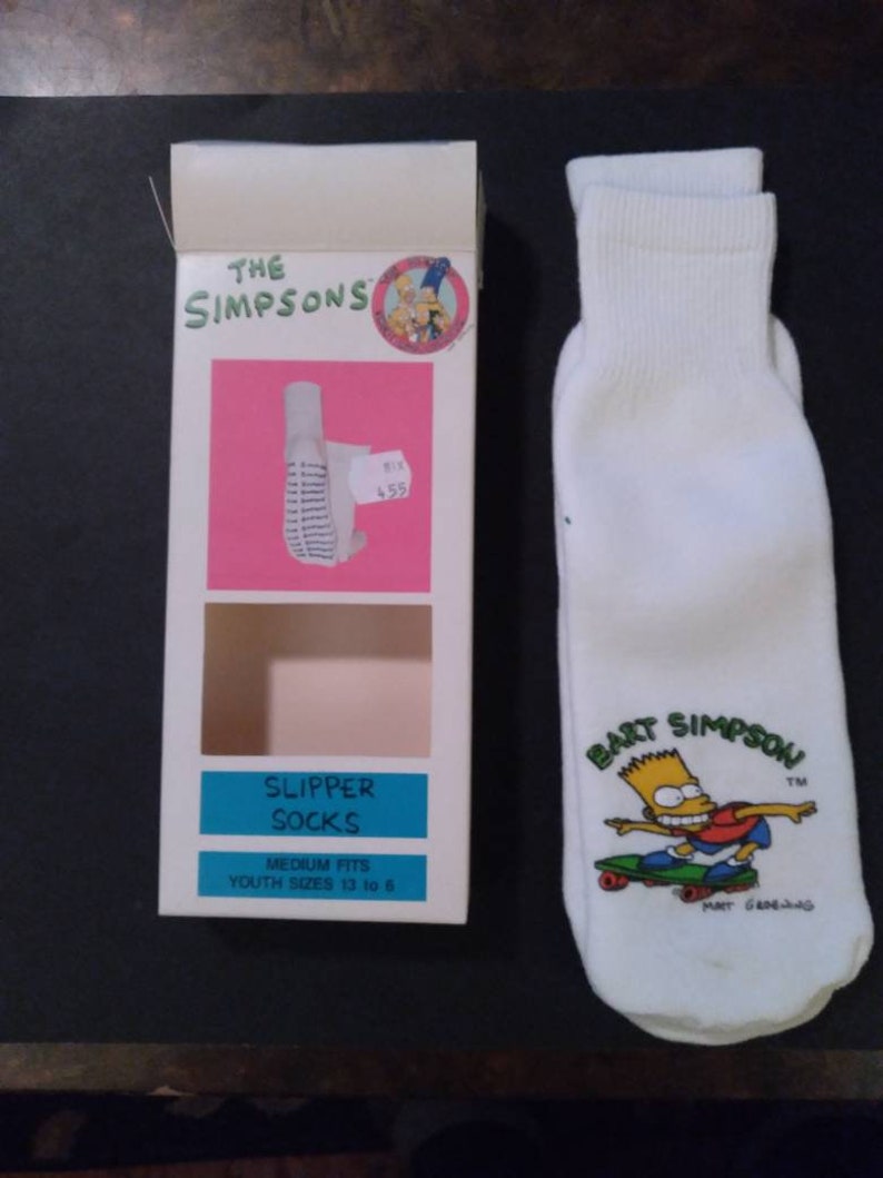Vintage Stock Simpsons Slipper Socks 1990 Bart Simpson Skateboarding Youth Medium - Etsy