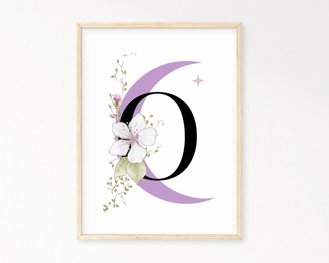 Initial Print, Printable Letter, Letter O, Moon Print, Nursery Print ...