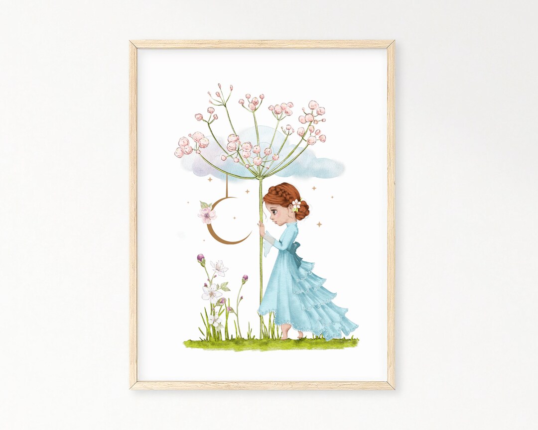 Moon Princess Wall Art , Nursery Wall Art, Girls Room Decor, Moon Art ...