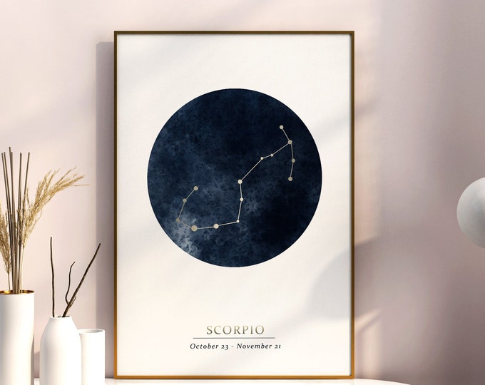 Scorpio Zodiac Print, Scorpio Poster, Scorpio Print, Scorpio Art ...