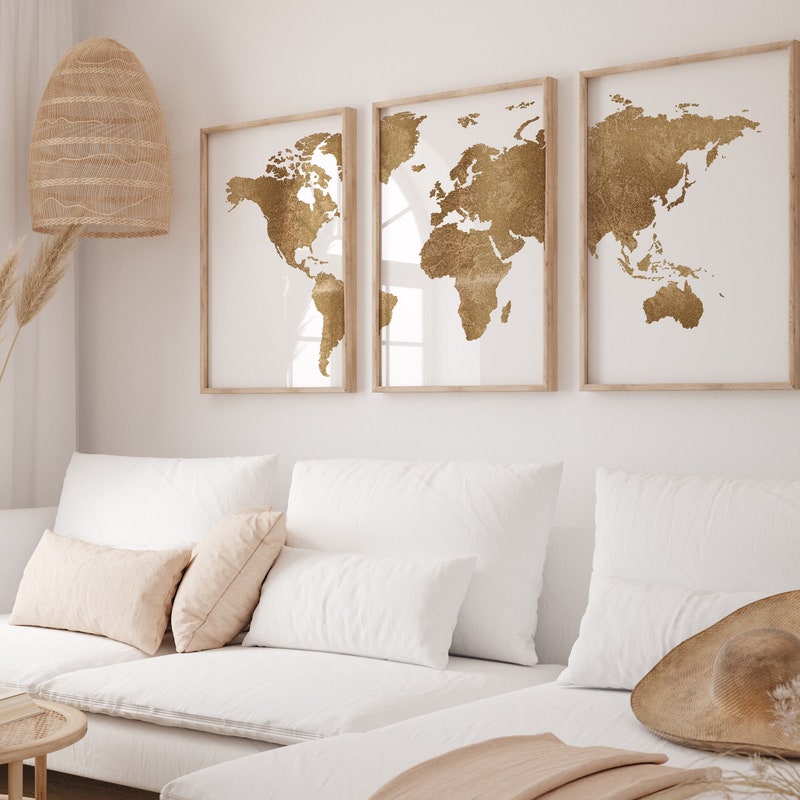 Gold World Map - Etsy