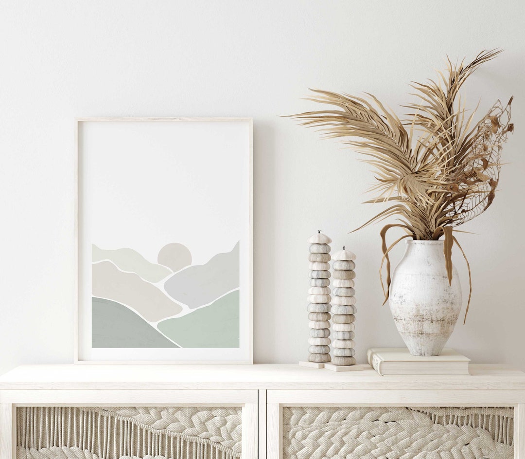 Sage Green Landscape Print , Sage Green Mountain Printable Wall Art ...