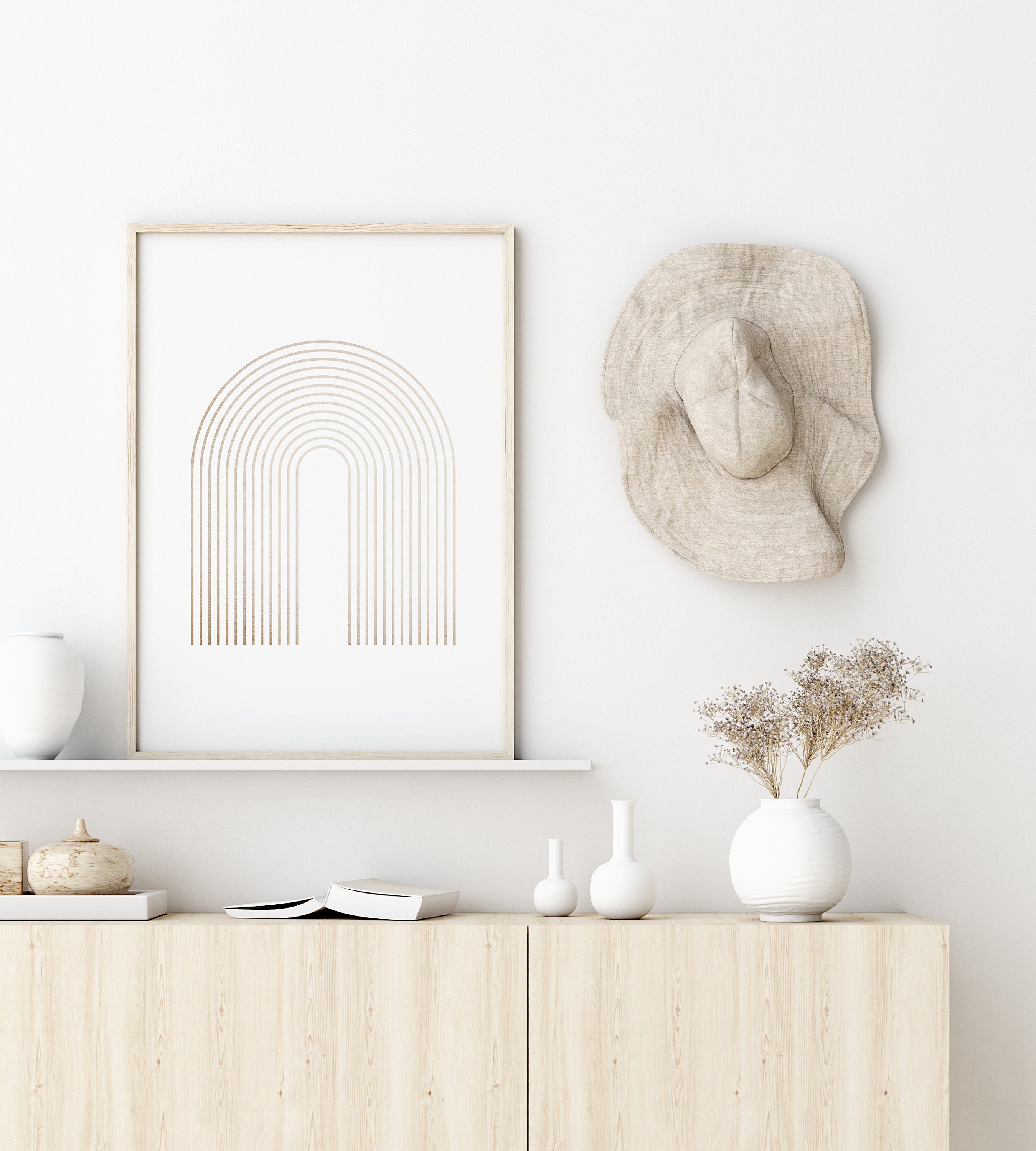 Beige Print Set, Mid-century Set of 3 Prints, Abstract Beige Wall Art ...