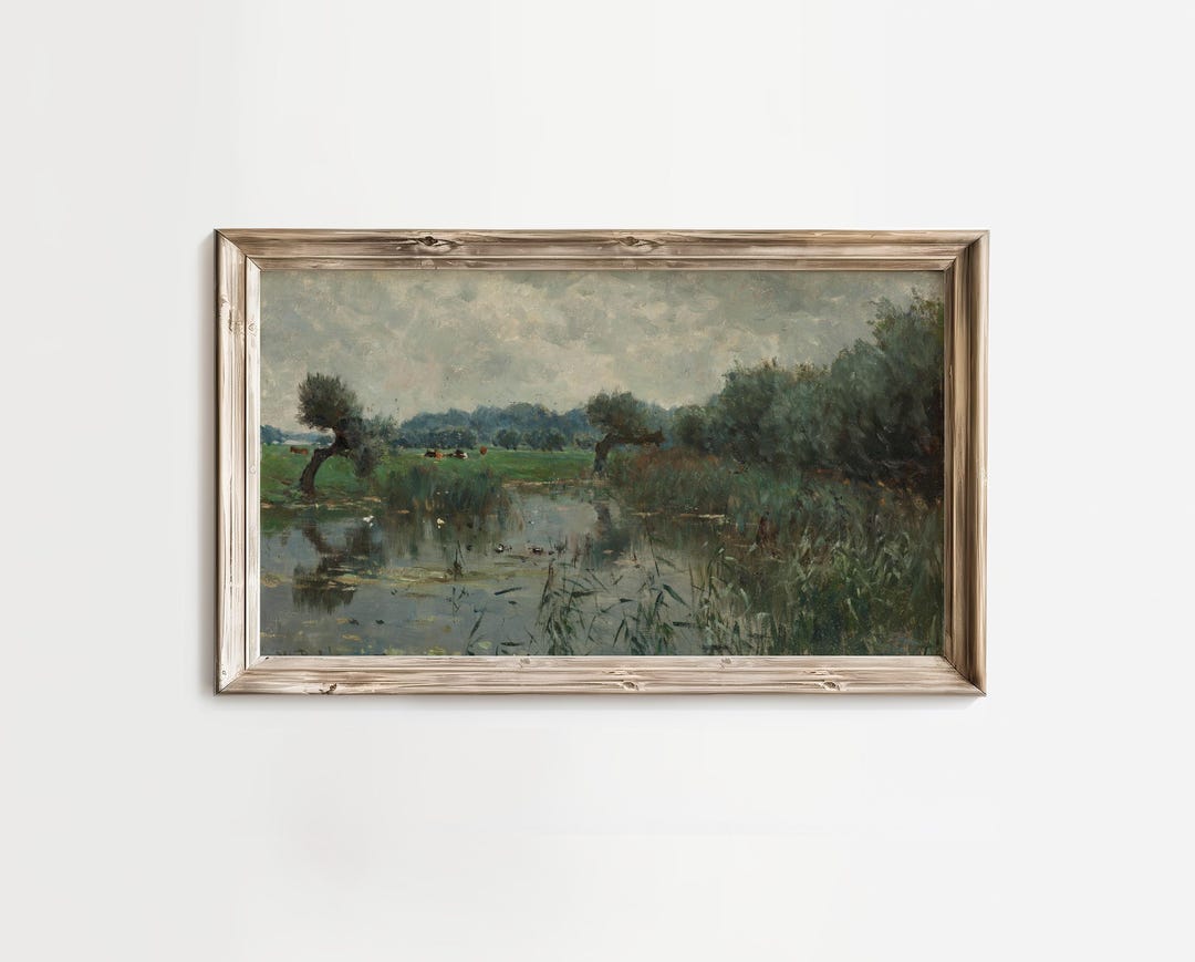 Samsung Frame TV, Retro Landscape Art, Rustic TV Frame Art, Winter ...