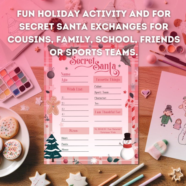 Secret Santa Questionnaire, Kids Christmas Wish List, Secret Santa ...