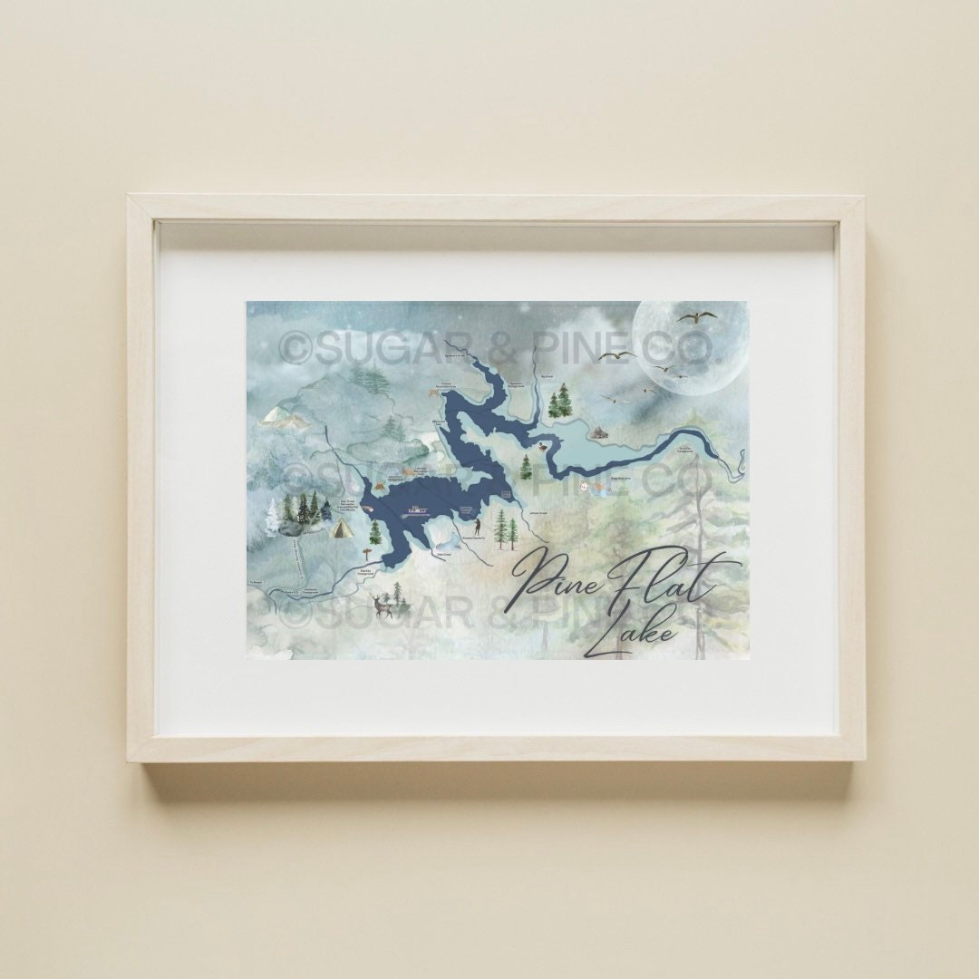 Pine Flat Lake Map Print for Airbnb, Home, or Cabin - Etsy