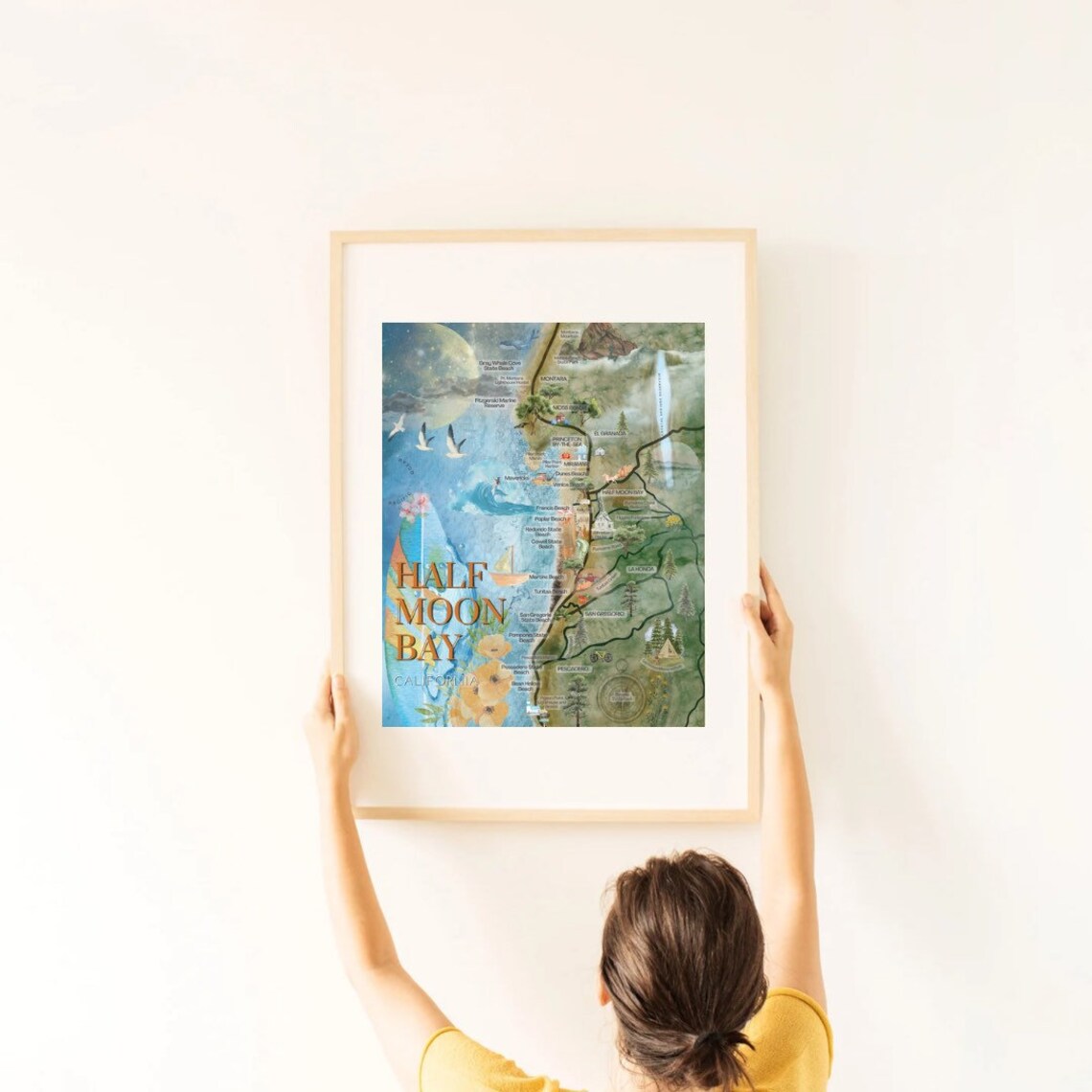 Half Moon Bay Map Print, Half Moon Bay Art, Half Moon Bay Print, Half ...