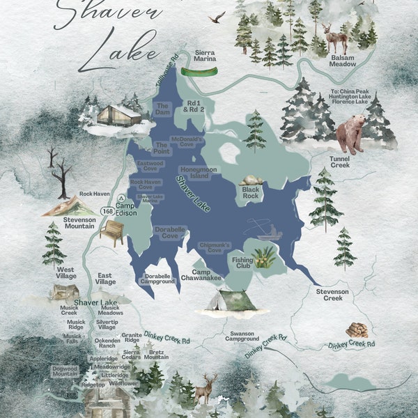 Cabin Lake Poster - Etsy