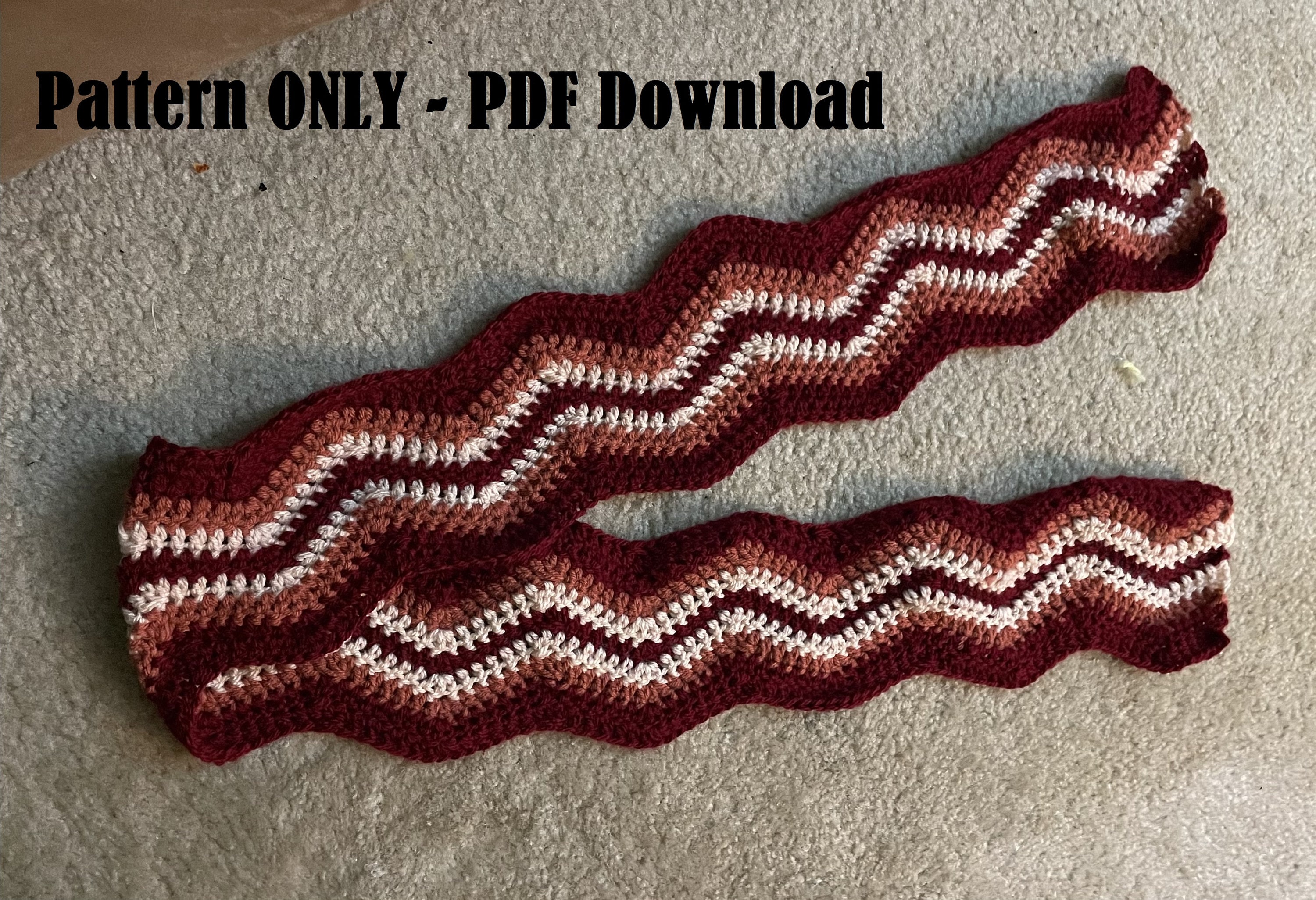 DIGITAL DOWNLOAD - Crochet Bacon Scarf PATTERN - Etsy