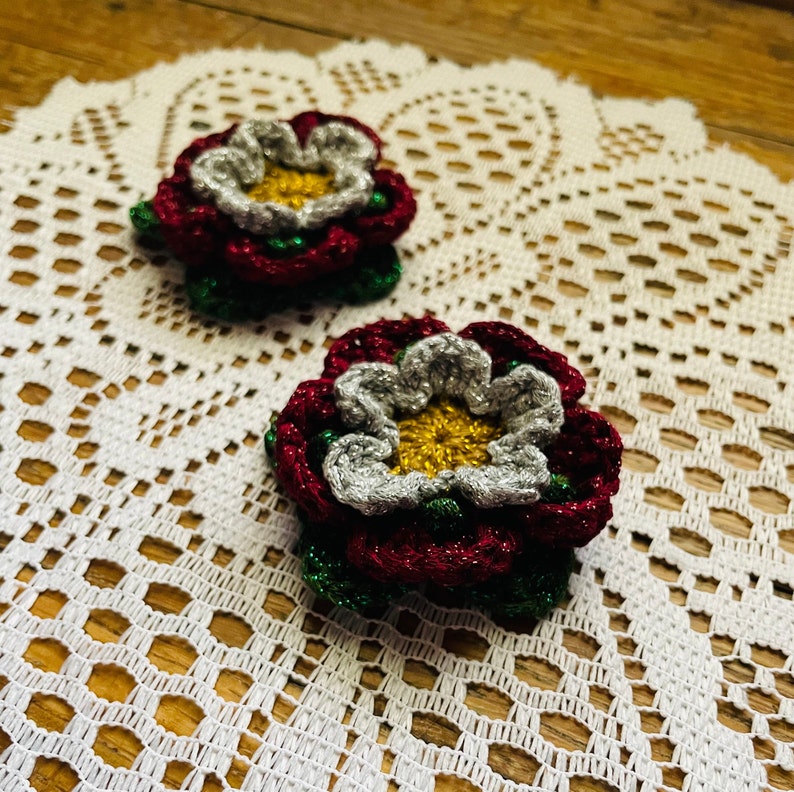 MADE TO ORDER Crochet Tudor Rose Pin Badge Brooch Clip - Handmade - Etsy