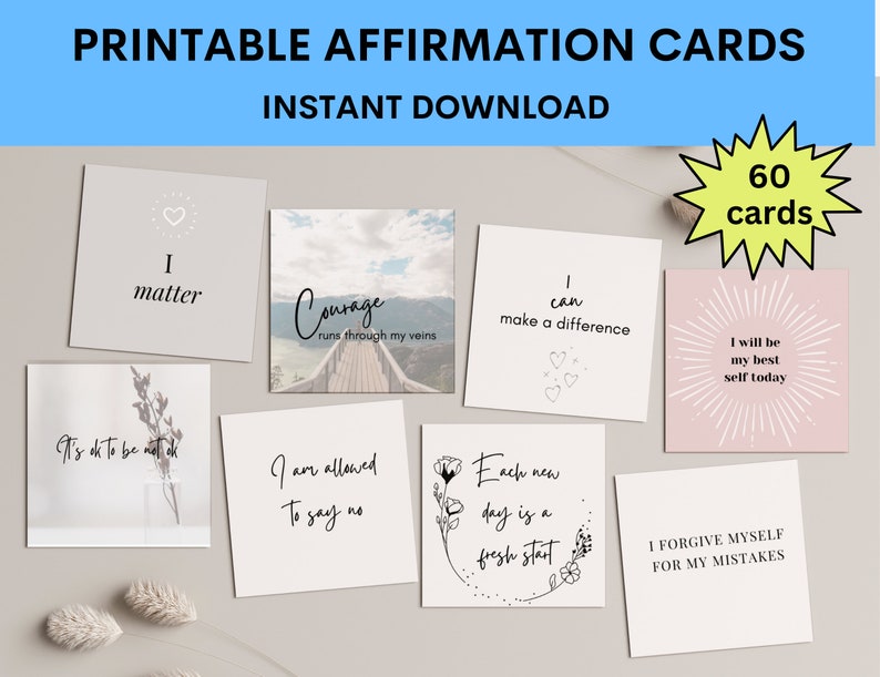 60 Printable Affirmation Cards Affirmation Cards for Women - Etsy
