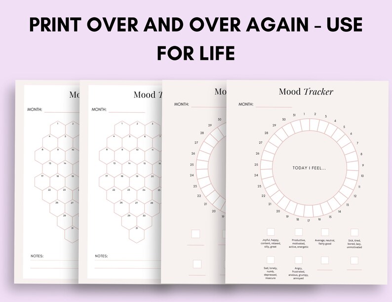 Mood Tracker Printable Instant Download Keep a Mood Journal Print Out ...