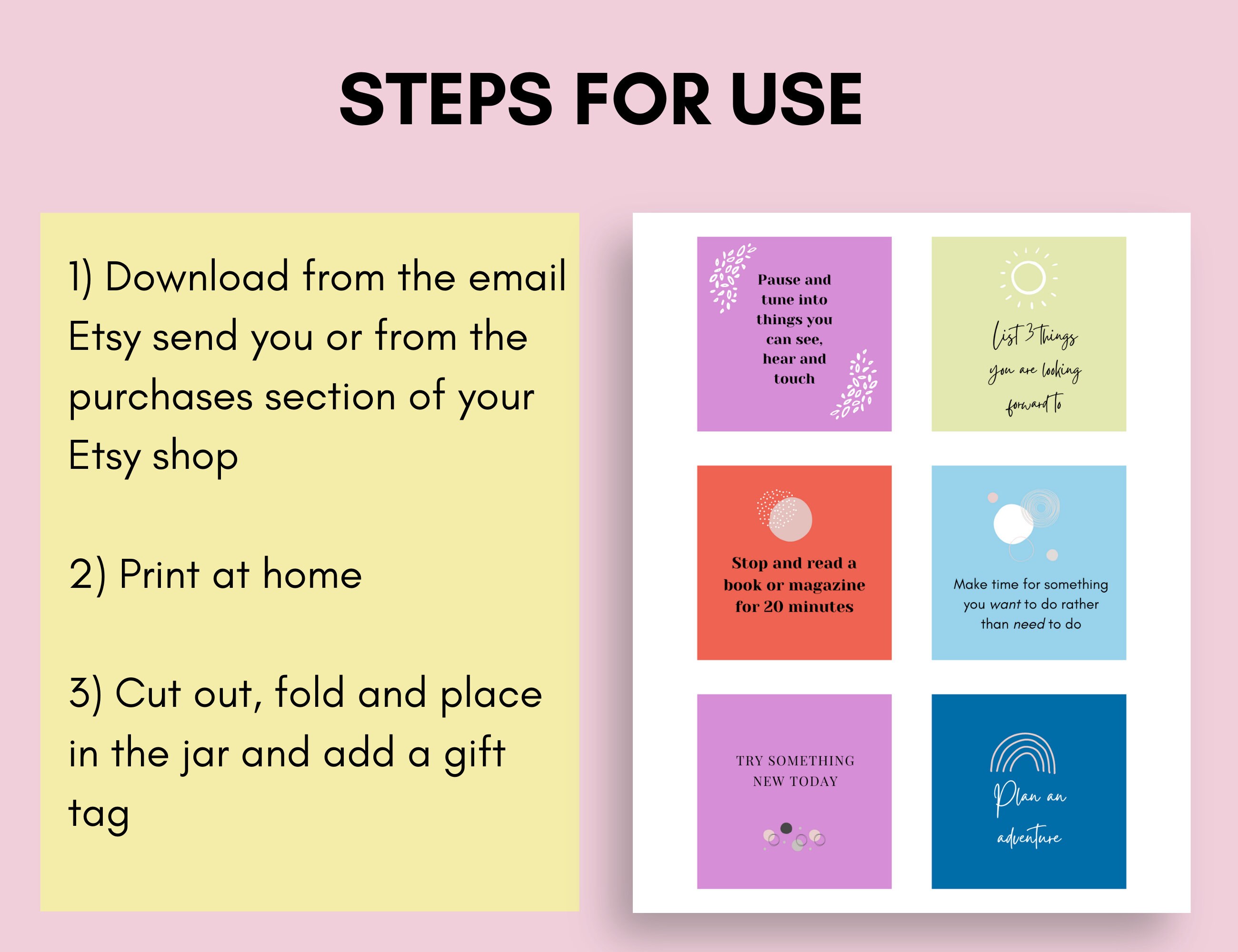 Self Care Challenge Jar Printable Cards Month of Self Care Activities ...