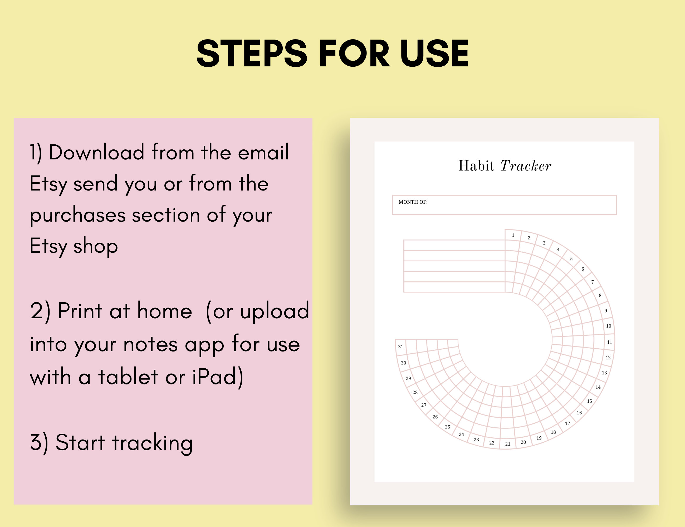 Habit Tracker Printable or for iPad or Tablet Circle Tracker Self Care ...