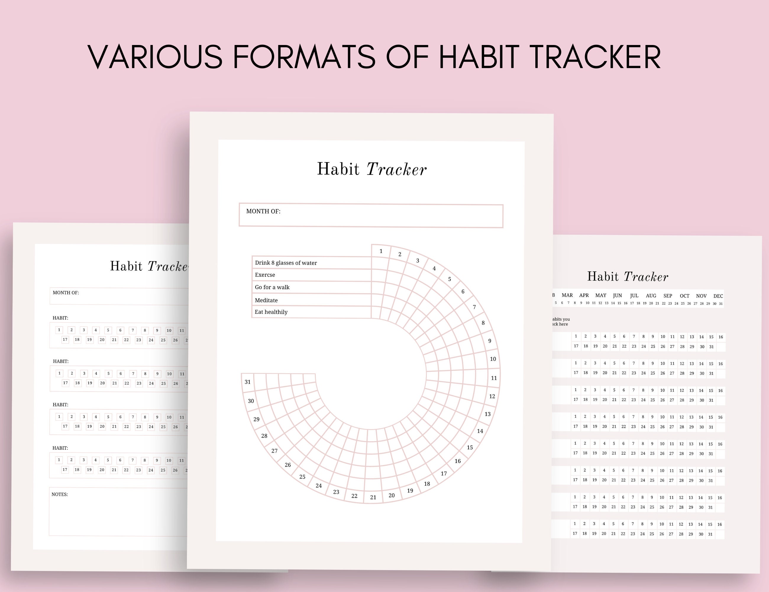 Habit Tracker Printable or for iPad or Tablet Circle Tracker Self Care ...