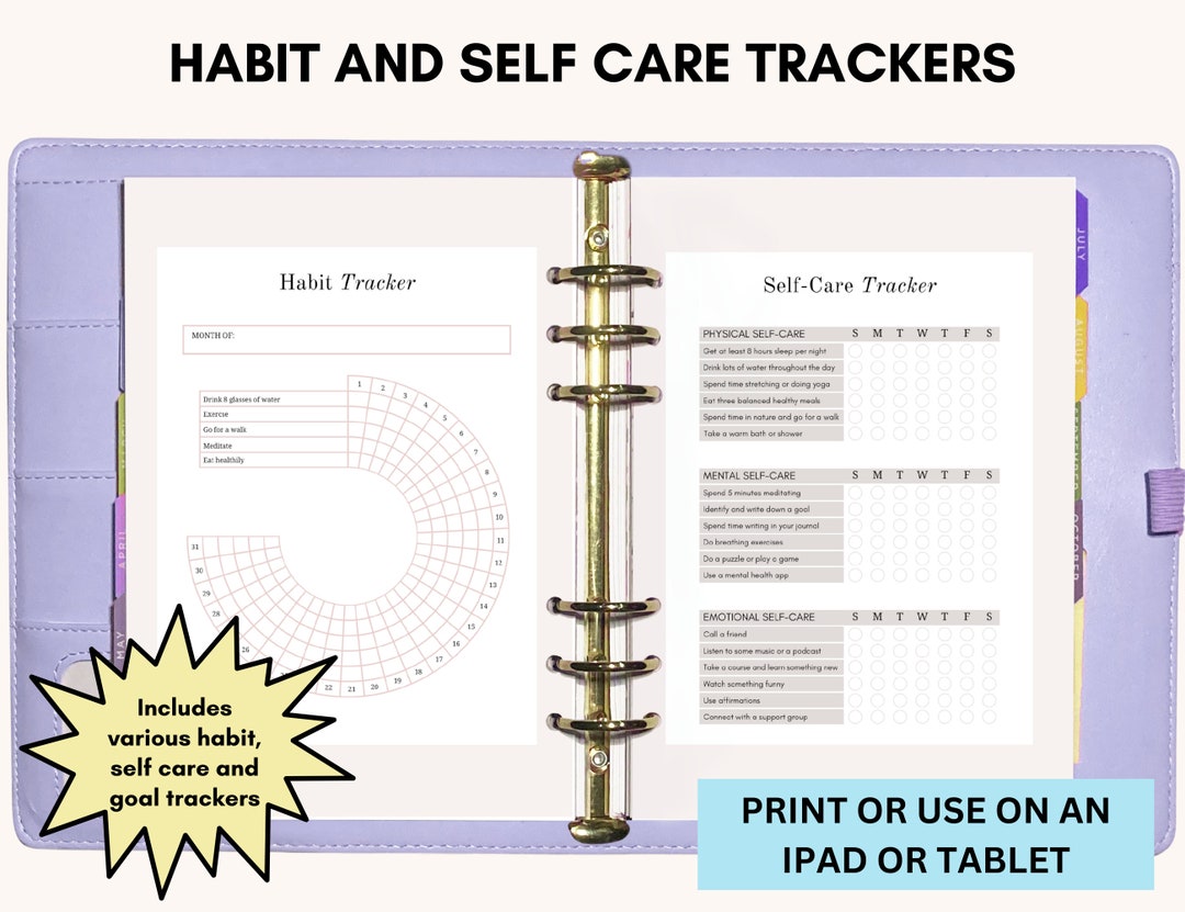 Habit Tracker Printable or for iPad or Tablet Circle Tracker Self Care ...