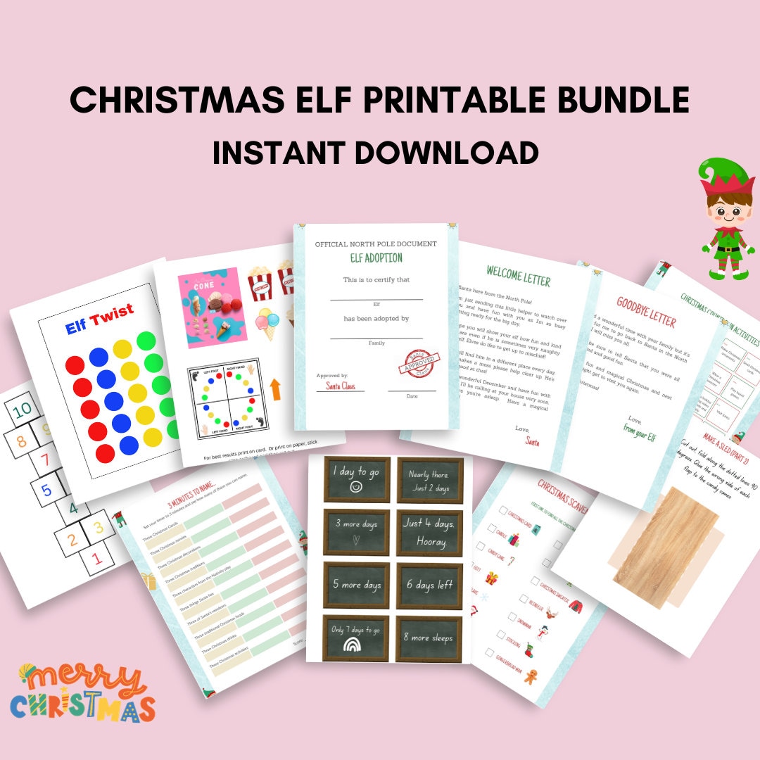 Printable Christmas Elf Bundle Printable Elf Kit Elf Arrival and Return ...