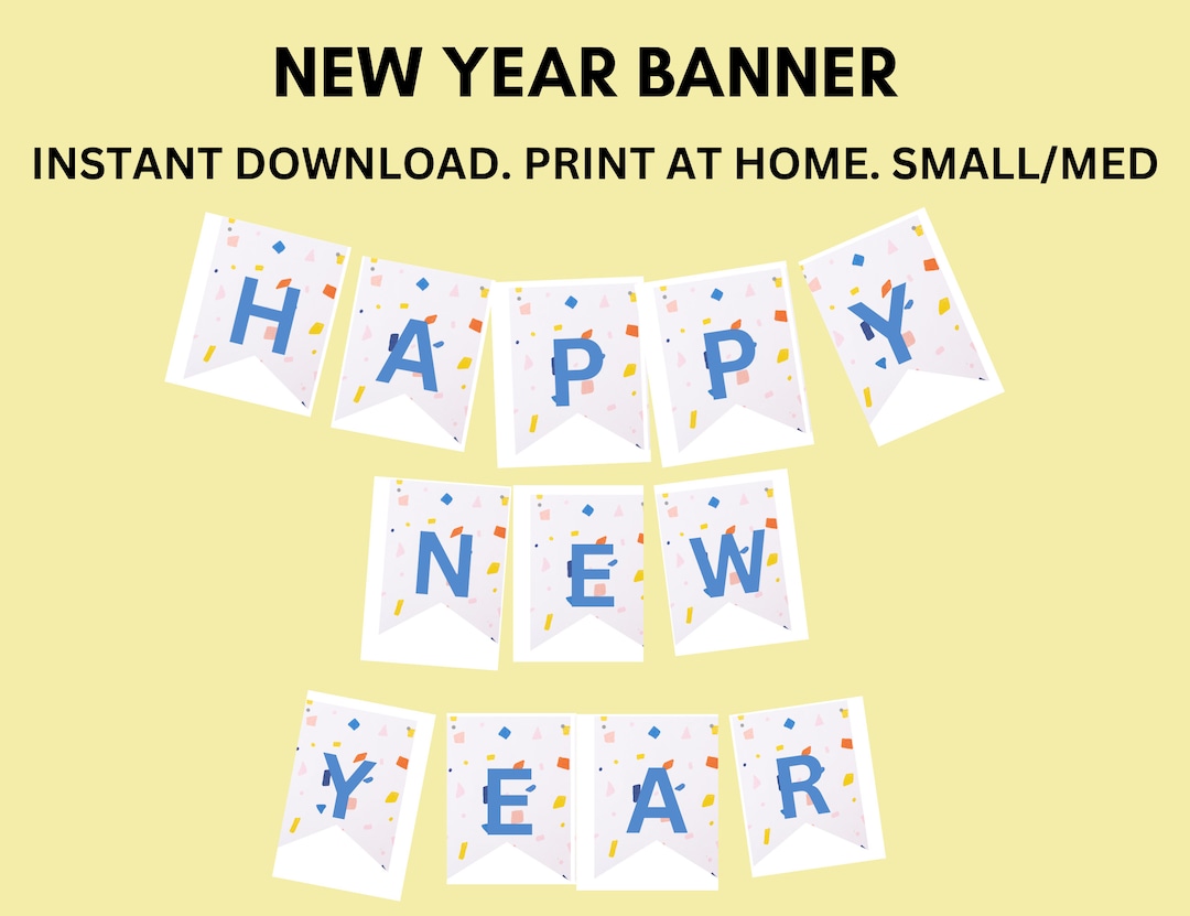 New Year Banner Printable New Year Banner Party Decorations Digital ...