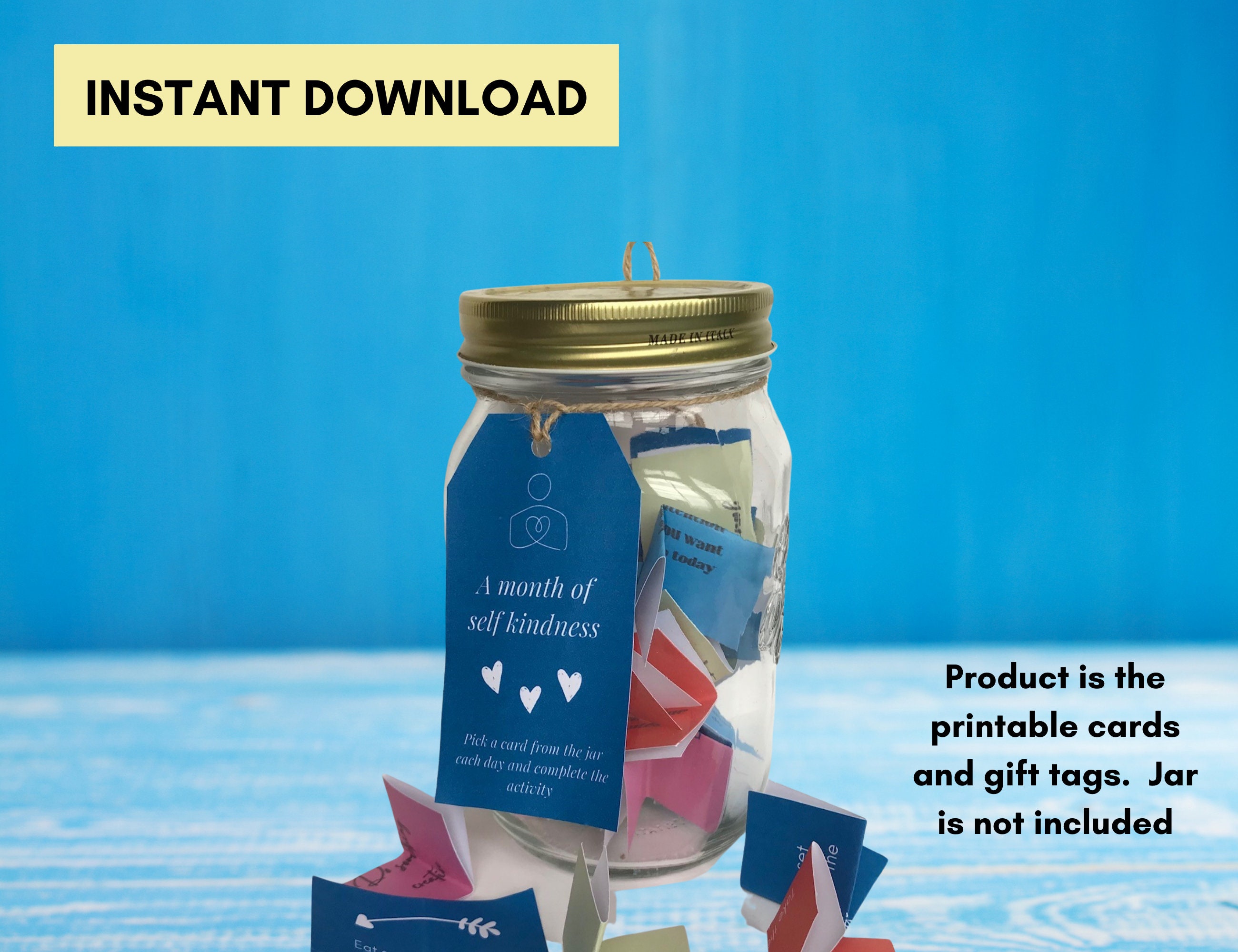 Self Care Challenge Jar Printable Cards Month of Self Care Activities ...