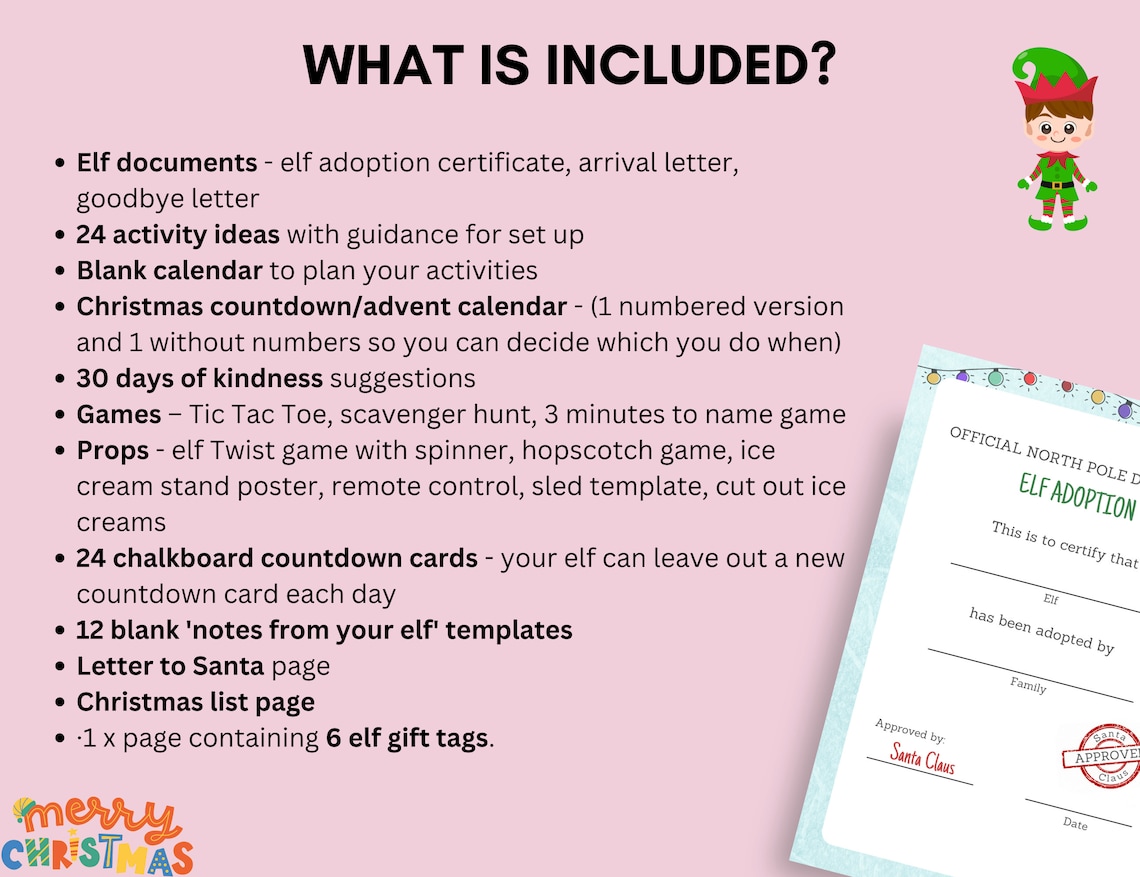 Printable Christmas Elf Bundle Printable Elf Kit Elf Arrival and Return ...