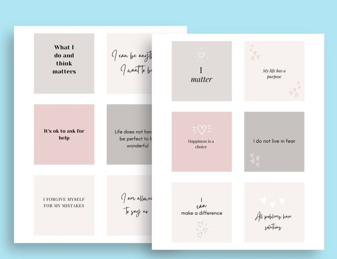 60 Printable Affirmation Cards Affirmation Cards for Women Boho Style ...