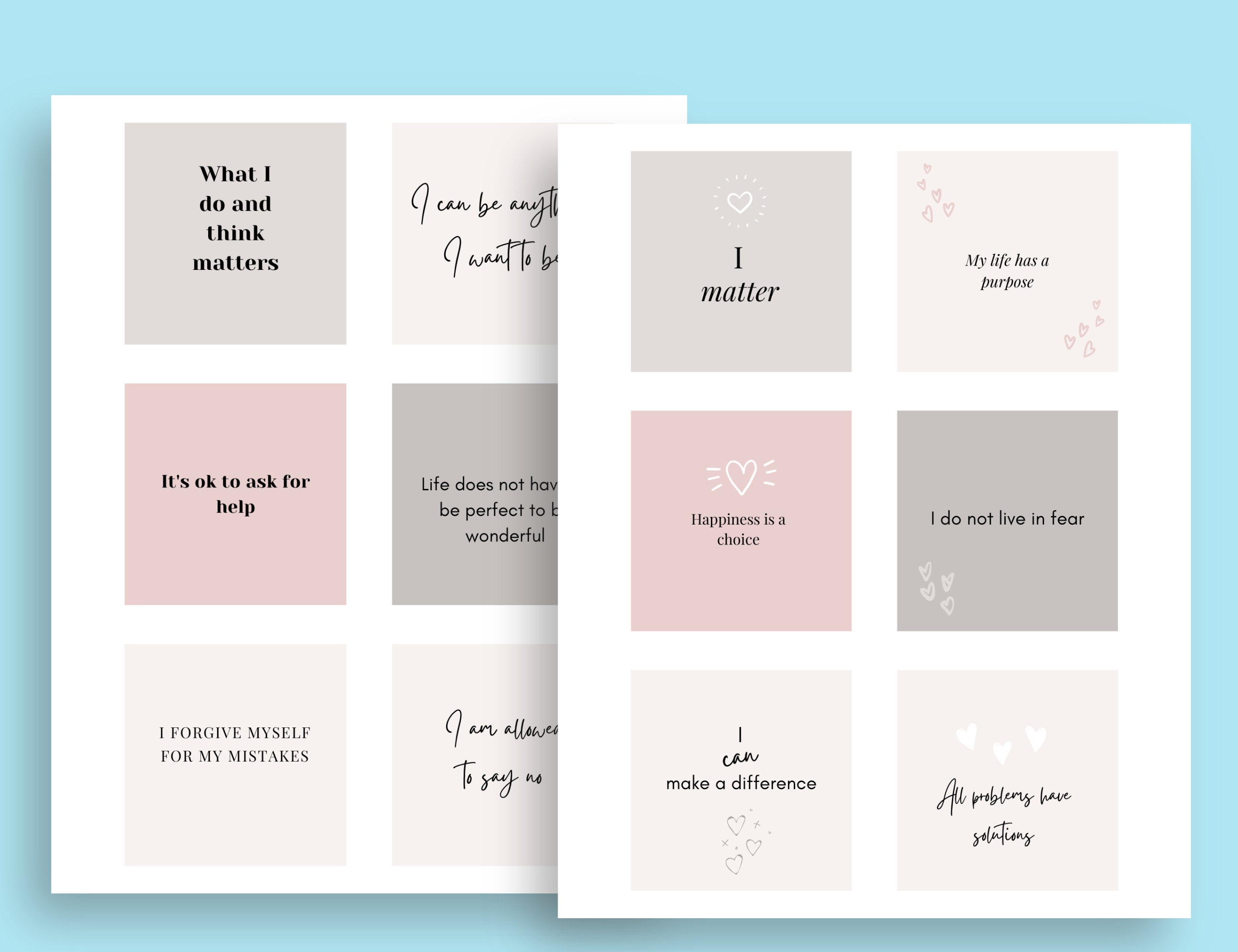 60 Printable Affirmation Cards Affirmation Cards for Women Boho Style ...