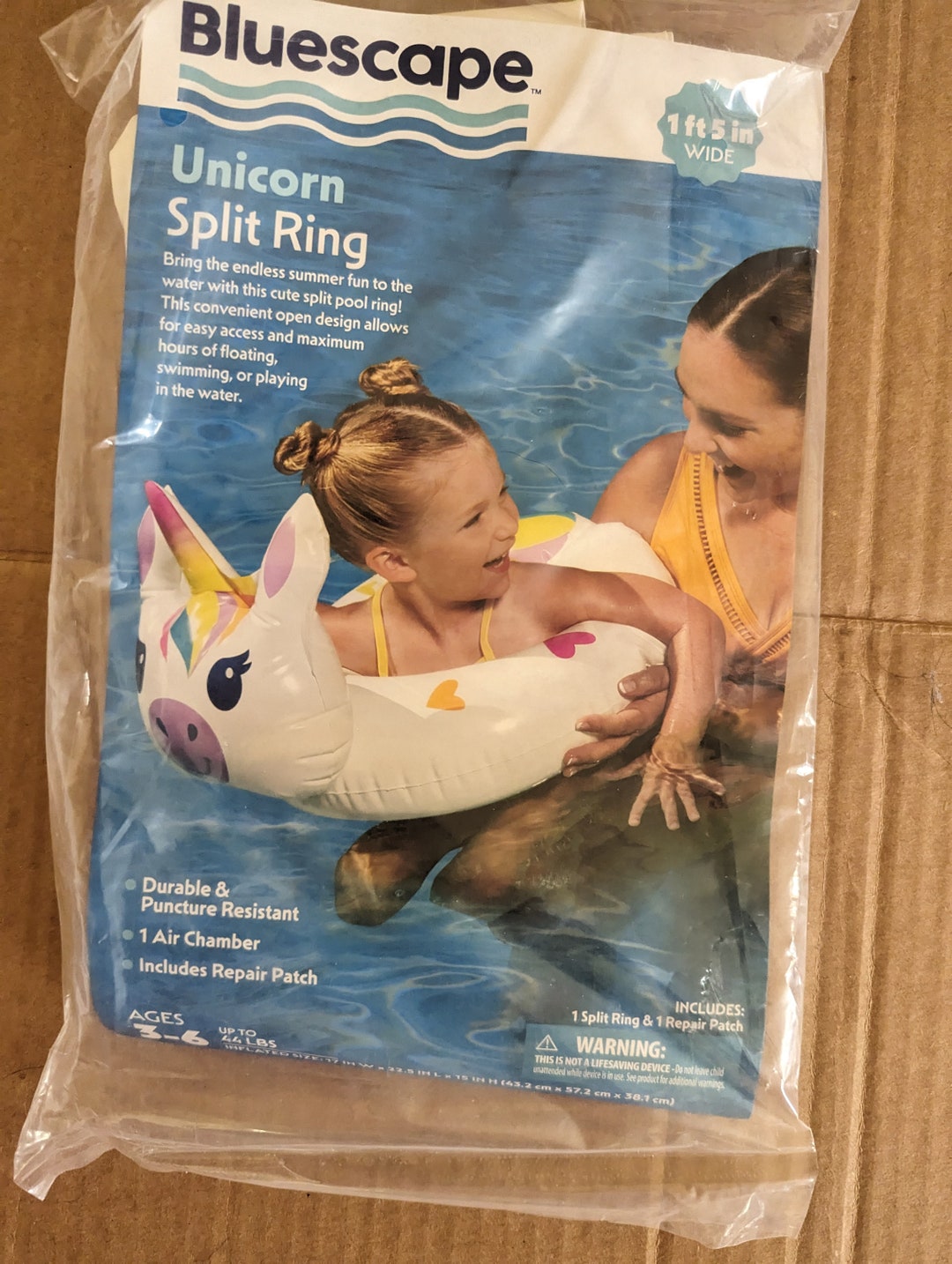 Bluescape White Unicorn Split Inflatable Swim Ring Pool Float for Kids ...