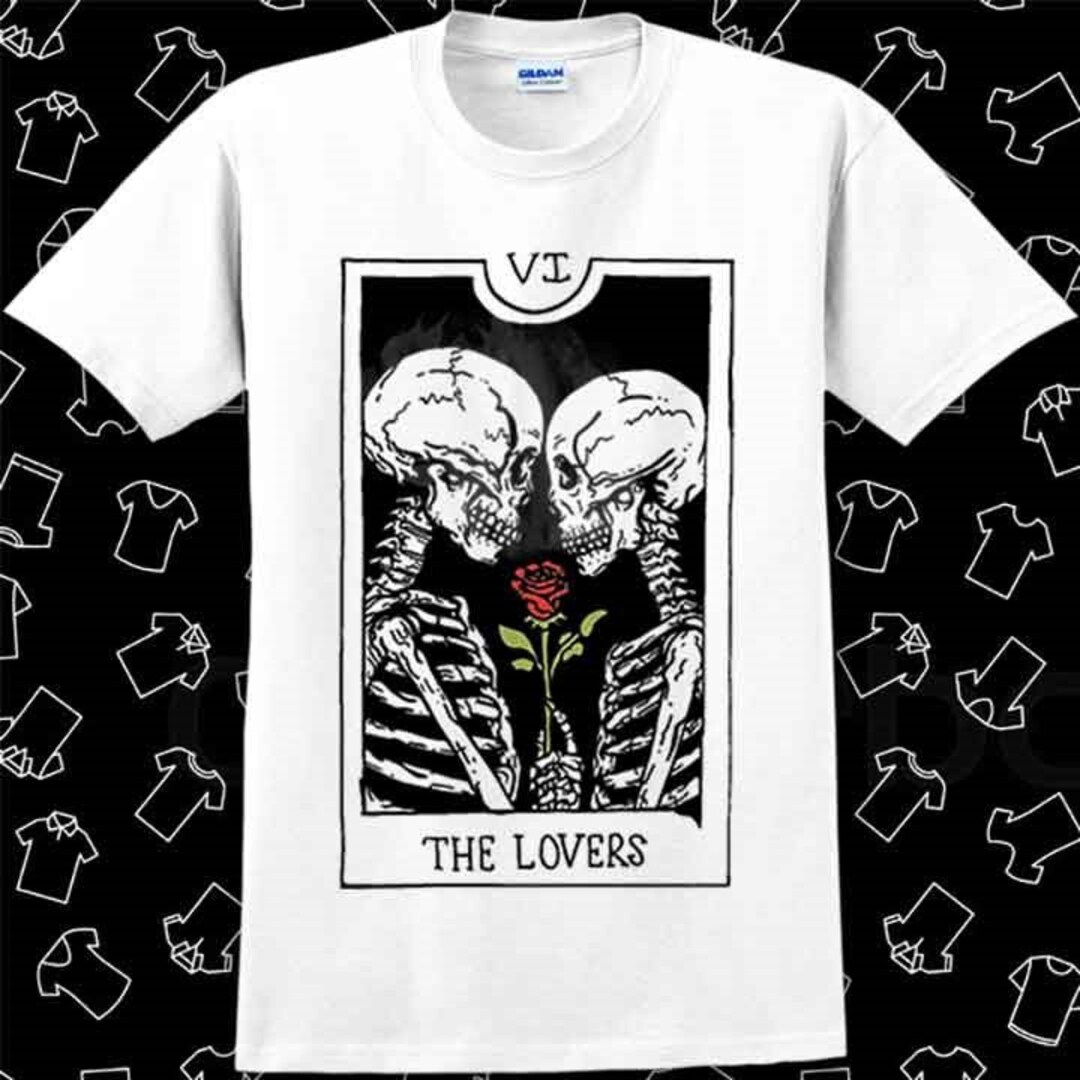Celestial Skeleton the Lovers Tarot Card Red Rose T Shirt Meme Gift ...